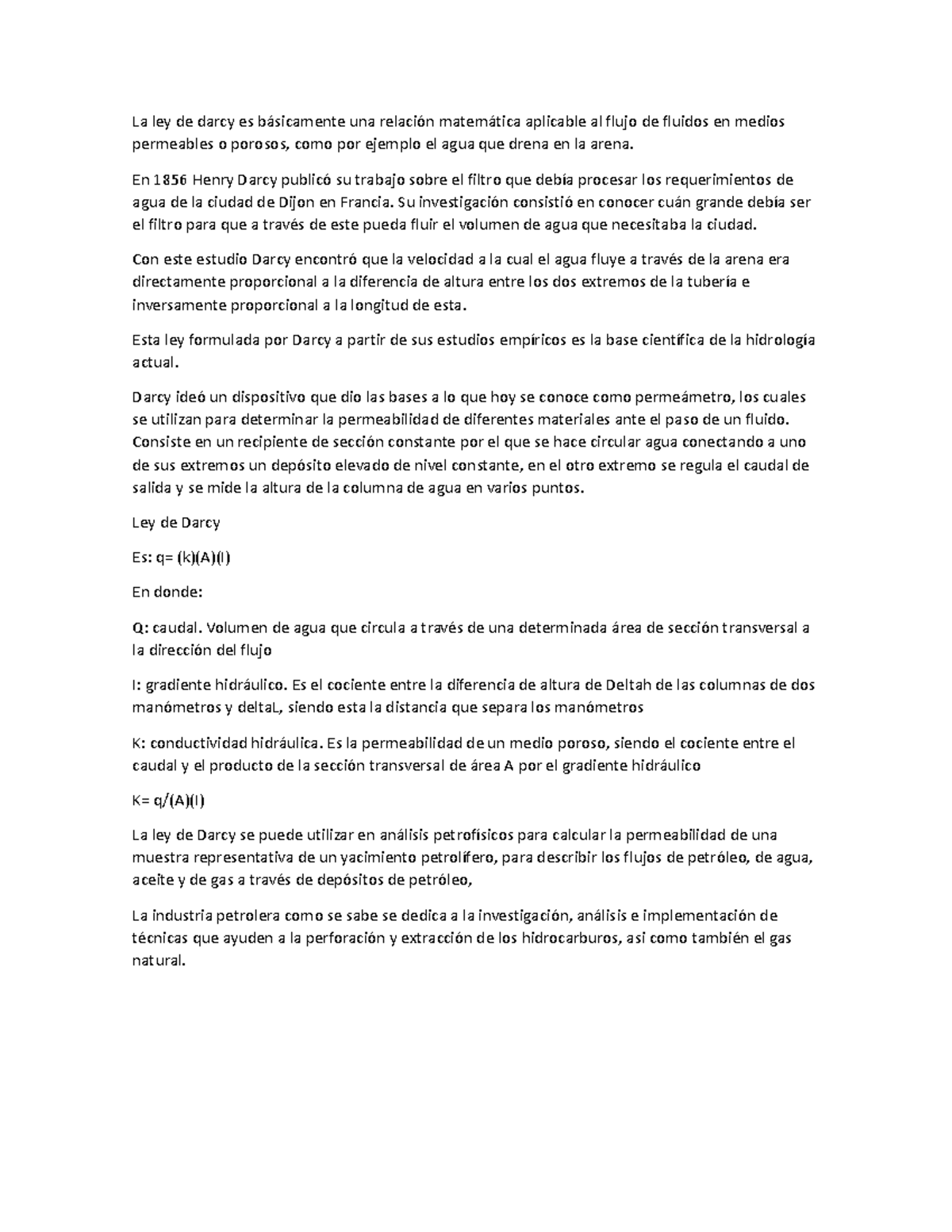 Ley de darcy - En 1856 Henry Darcy publicó su trabajo sobre el filtro ...