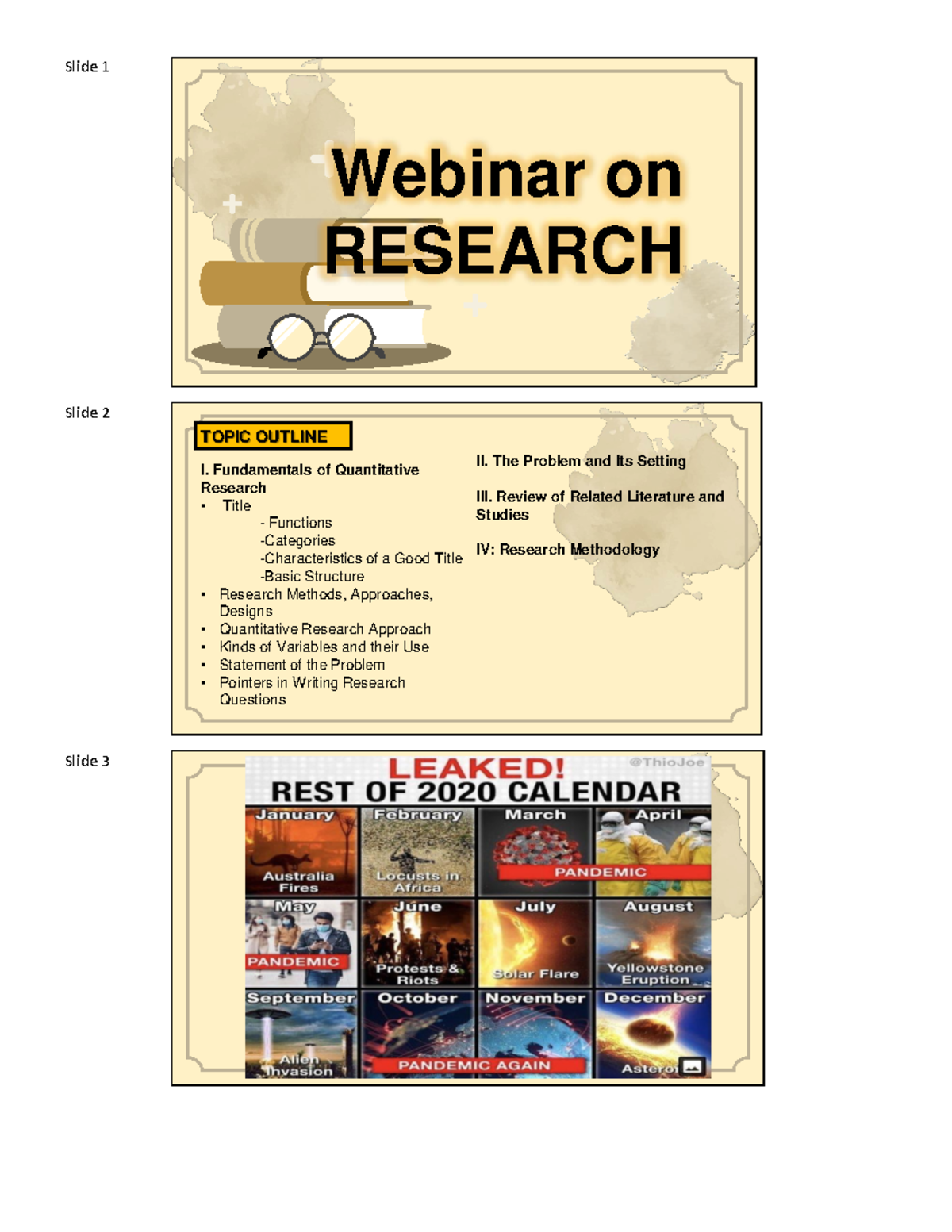 Handouts Webinar On Research - Webinar on RESEARCH Slide 2 TOPIC ...