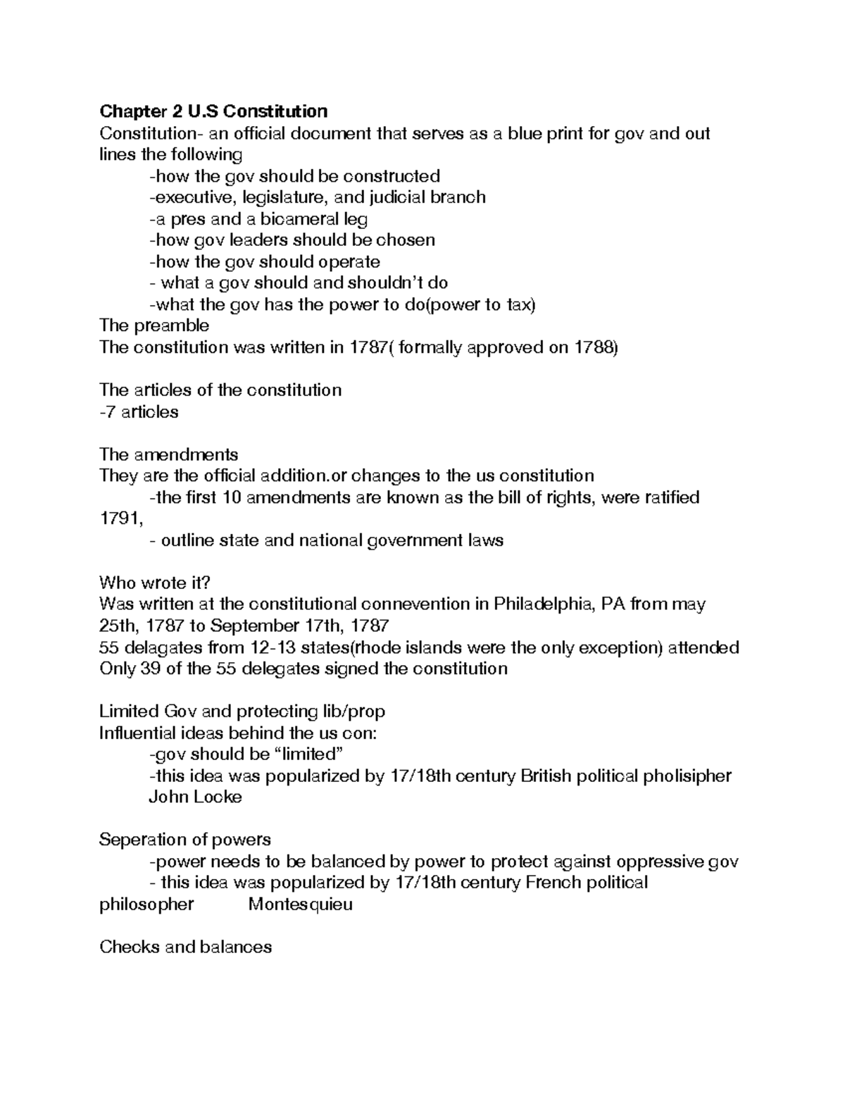 American government- Chapter 3 - Chapter 2 U Constitution Constitution ...