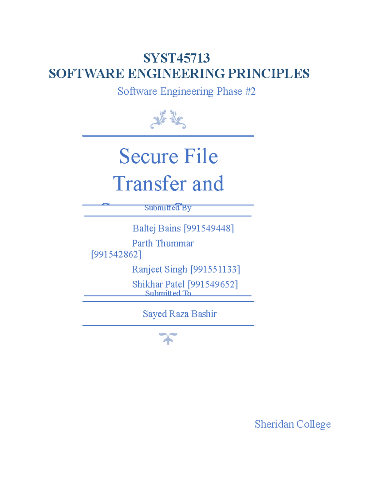 Soft Eng Phase 2 - SYST SOFTWARE ENGINEERING PRINCIPLES Software ...