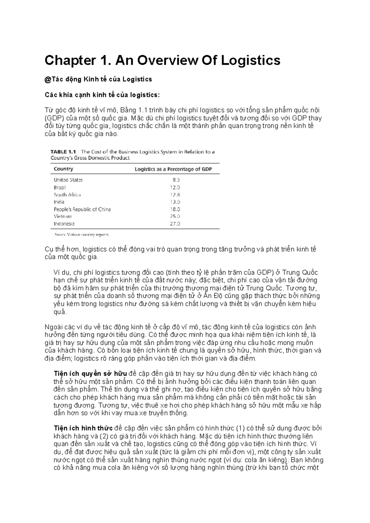 Logisitics quốc tế - ... - Chapter 1. An Overview Of Logistics @Tác ...