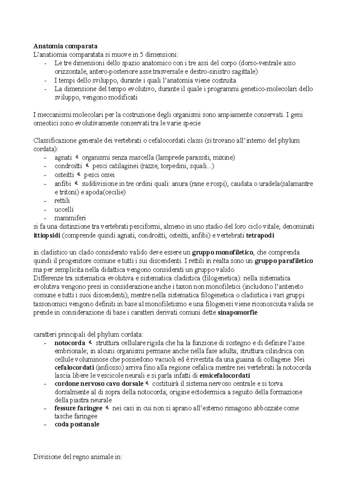 Anatomia comparata - Professor Vignali - Anatomia comparata L’anatiomia ...