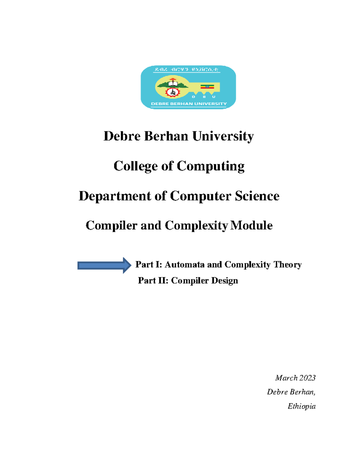 Automata and complexity theory - Debre Berhan University College of ...