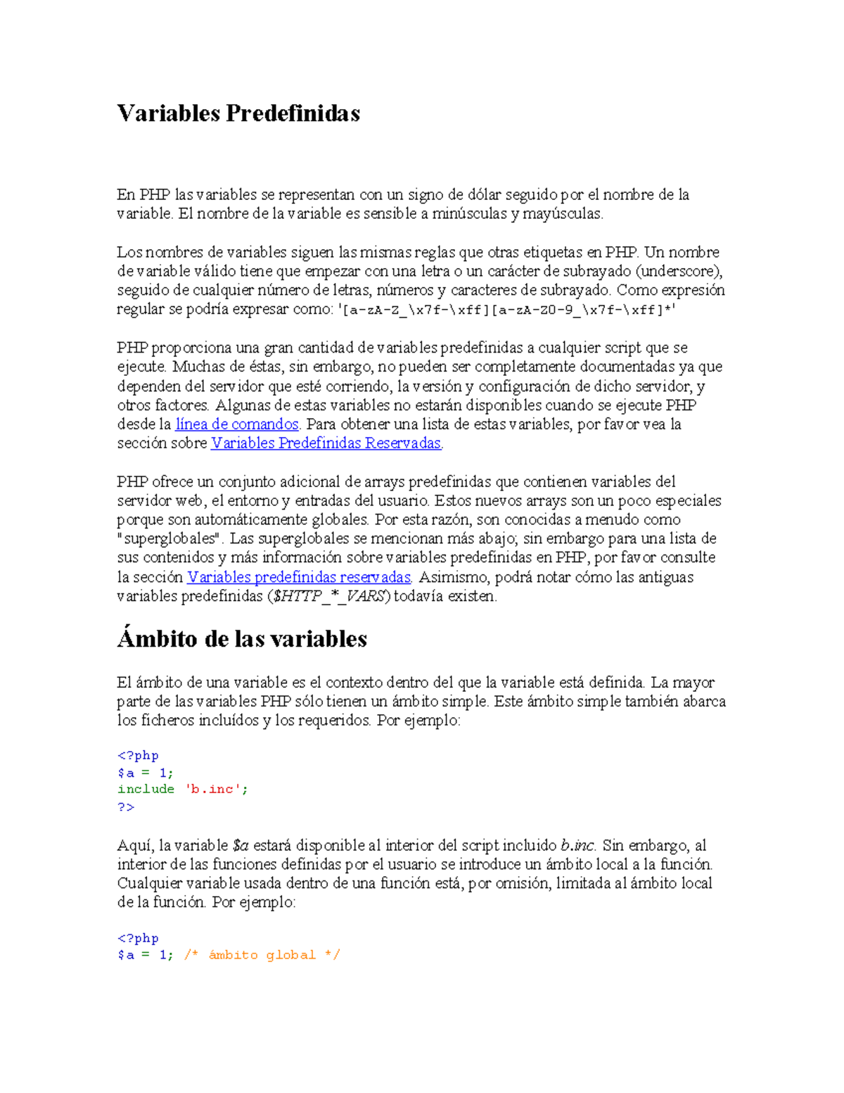 Variables Predefinidas - El nombre de la variable es sensible a minúsculas y mayúsculas. Los ...
