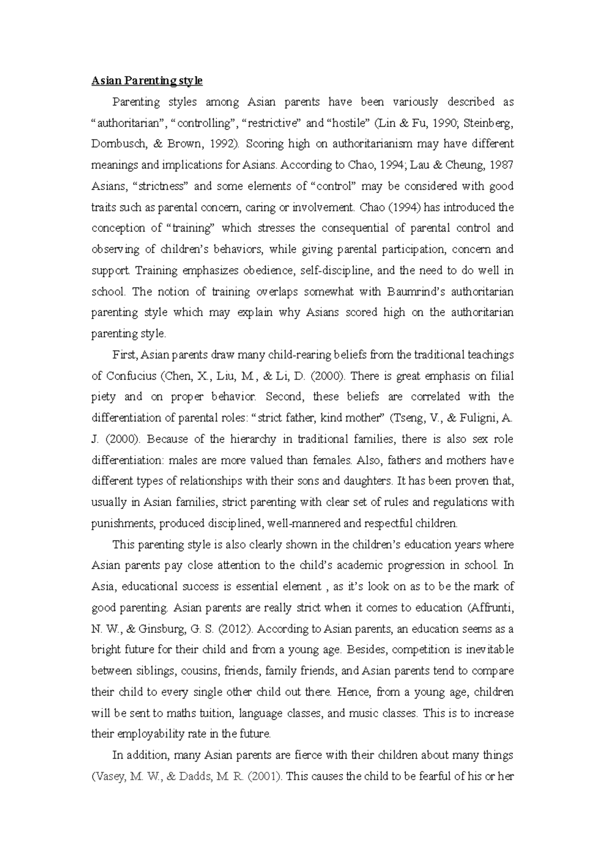 Asian Parenting style - Scoring high on authoritarianism may have ...