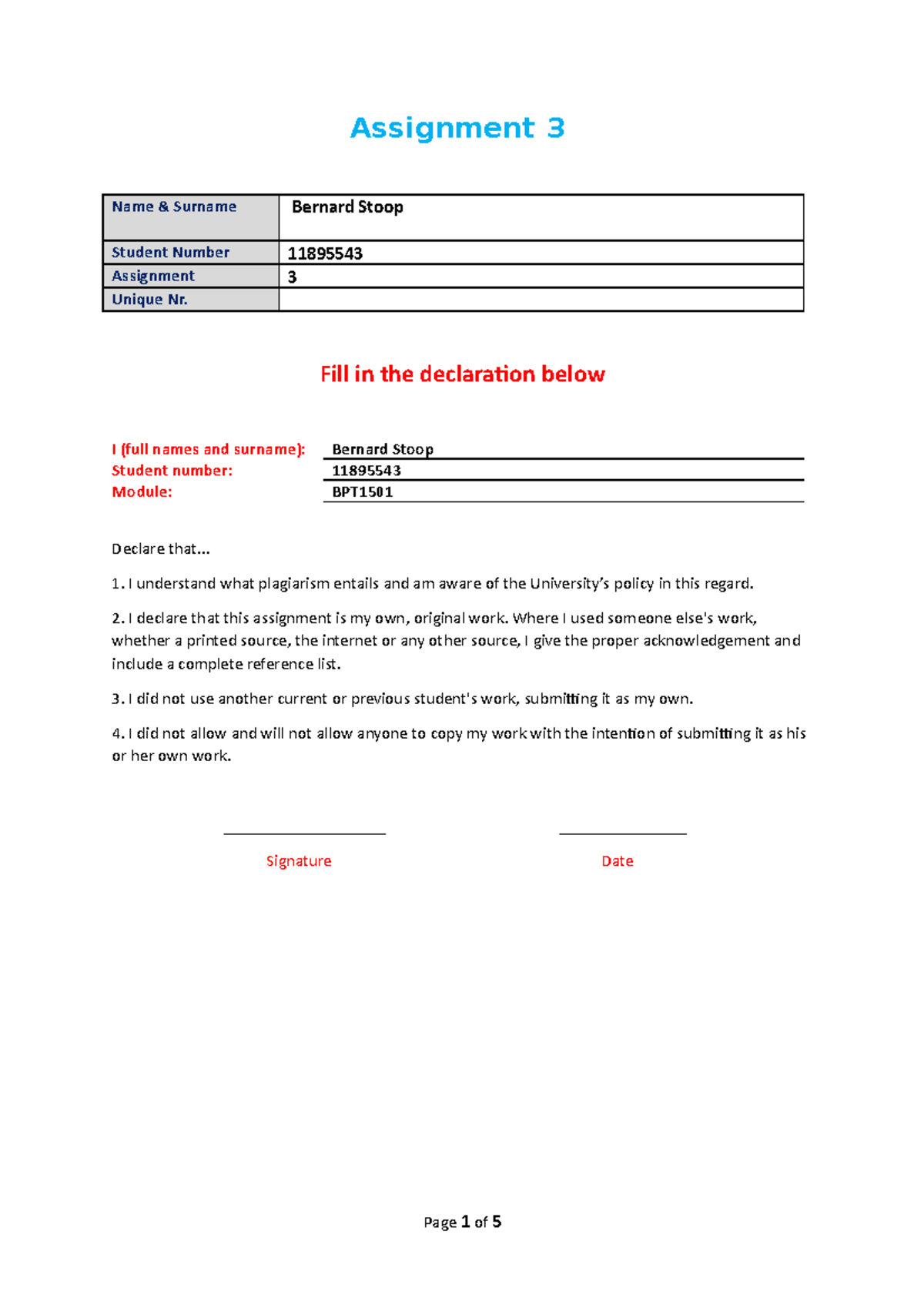 BPT 1501 - Assignment 3 - Bernard Stoop - 11895543 - 1501 - Unisa - Studocu BPT 1501 - Assignment 3 - Bernard Stoop - 11895543 - 1501 - Unisa - Studocu