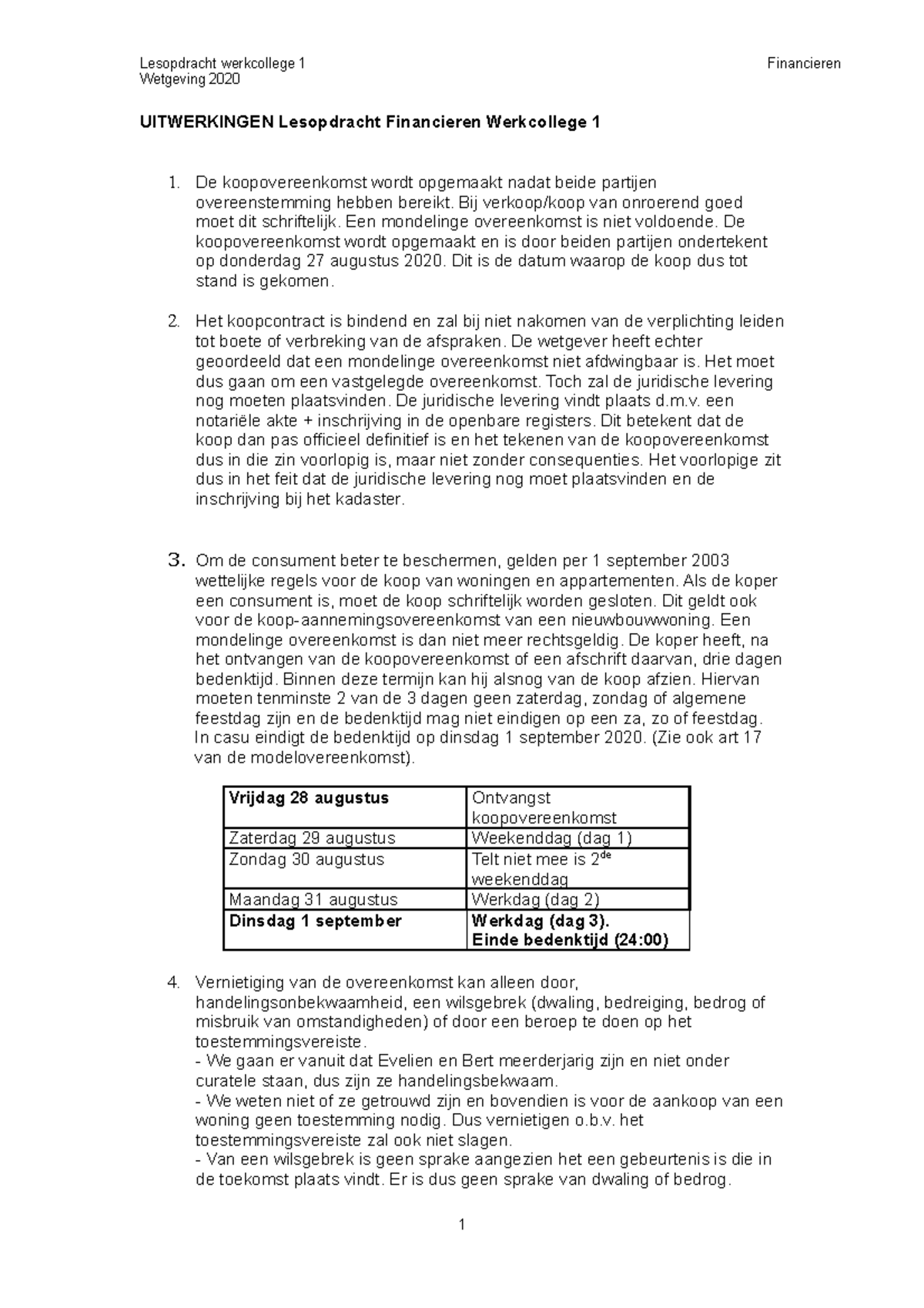 Financieren 1.1 week 1 lesopdracht instructie uitwerkingen ...