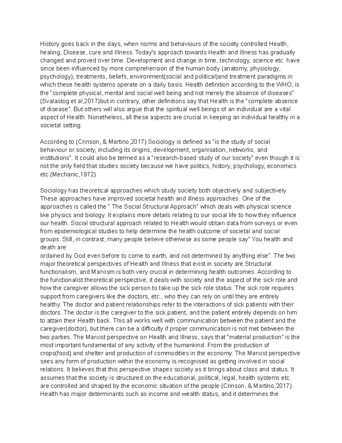 Written assignment unit 1 - History goes back in the days, when norms ...