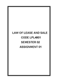 lpl4801 - Unisa - Law of Sale and Lease - Studocu