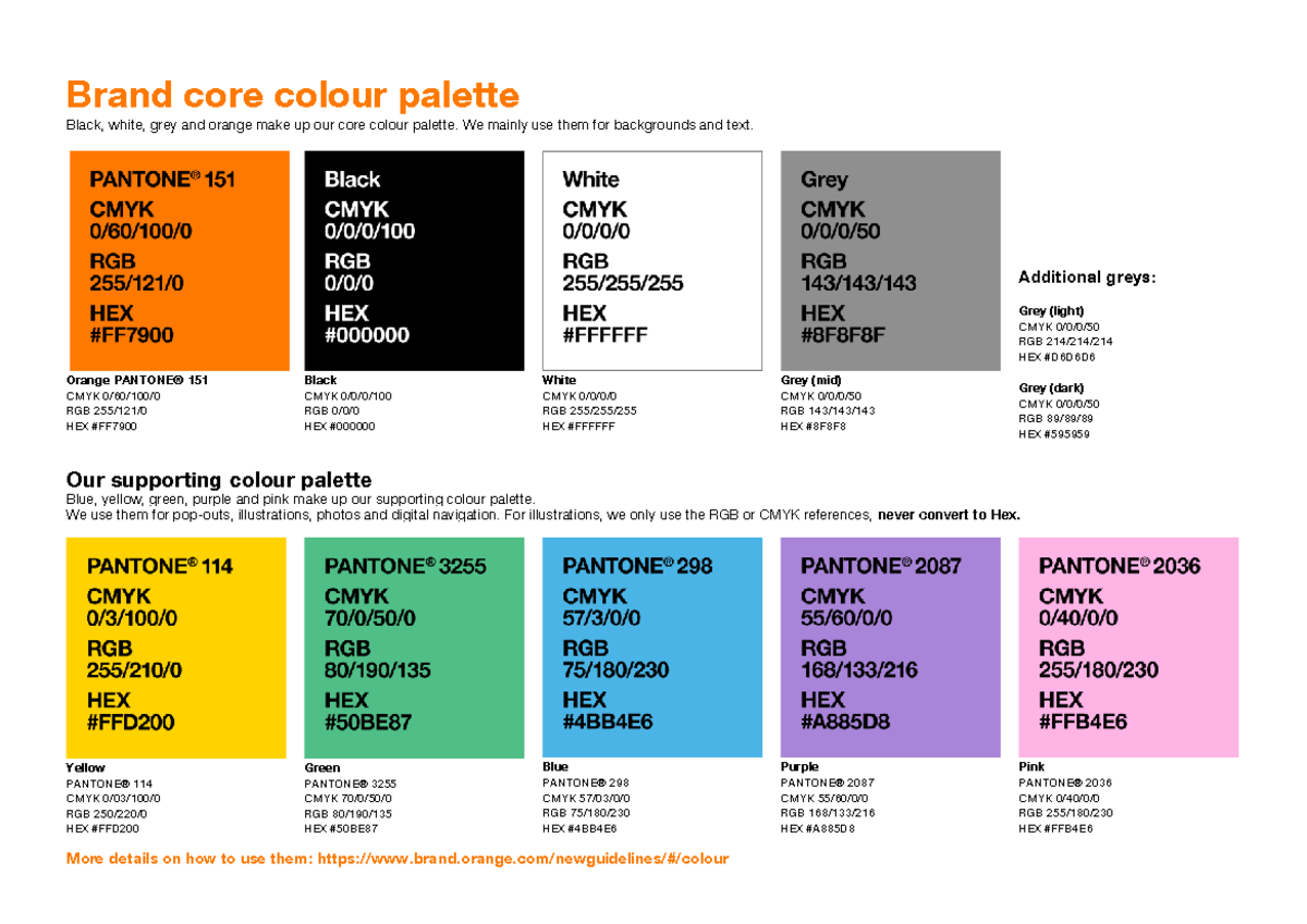 Brand colour palette - test - Brand core colour palette Black, white ...