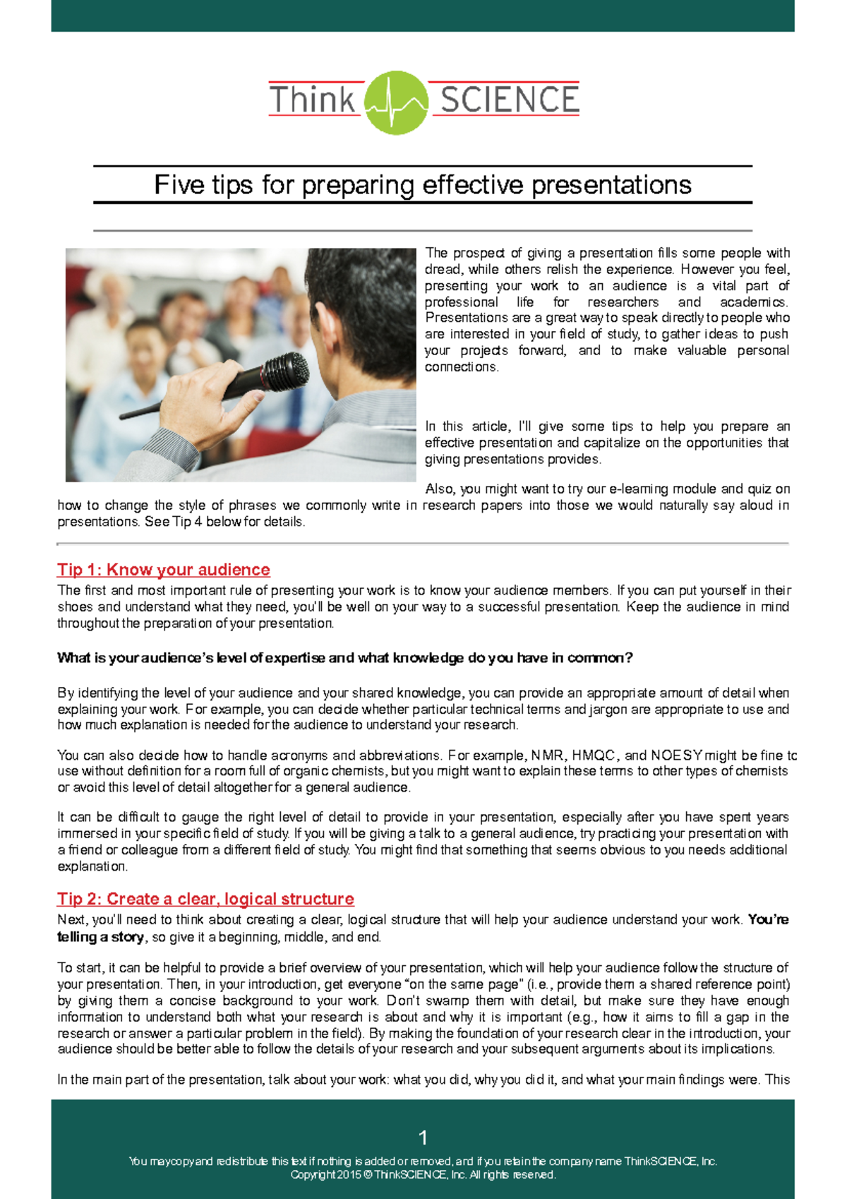 Think Science Spoken English for presentations - Inglês - UC - Studocu