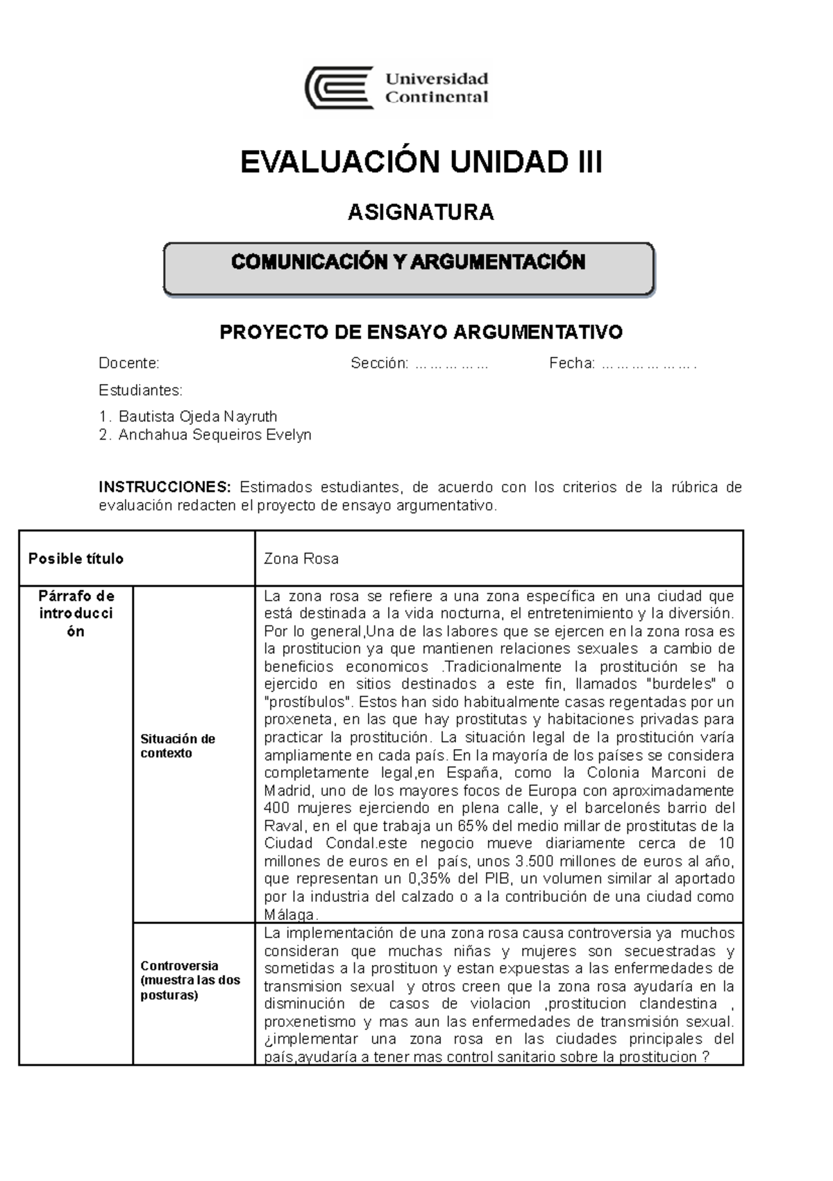 Formato Proyecto Ensayo Argumentativo 2023-10 (2) - Documentos de ...