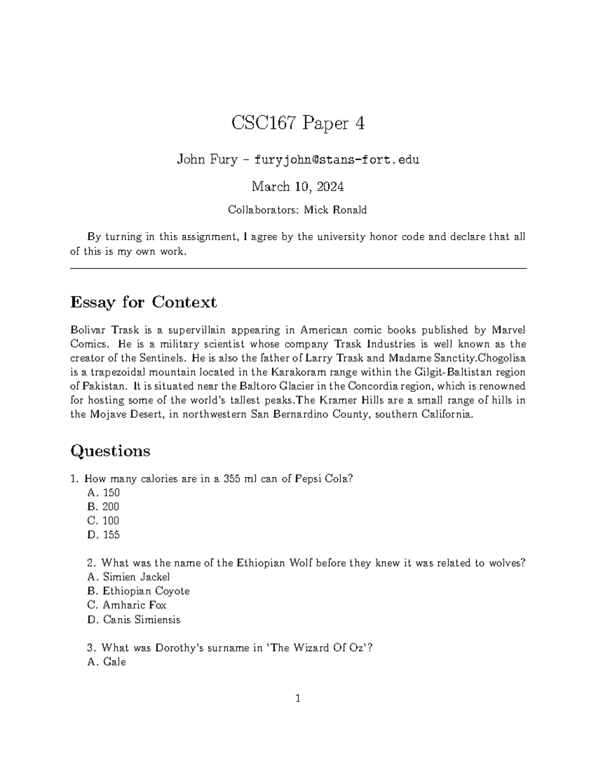 CSC167 Paper 4 - Introduction to designing, implementing, and ...