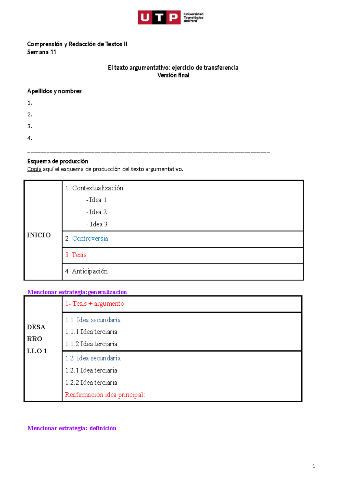 S11 Y 12- El texto argumentativo TA2 formato esquema y redacción - Comprensión y Redacción de ...