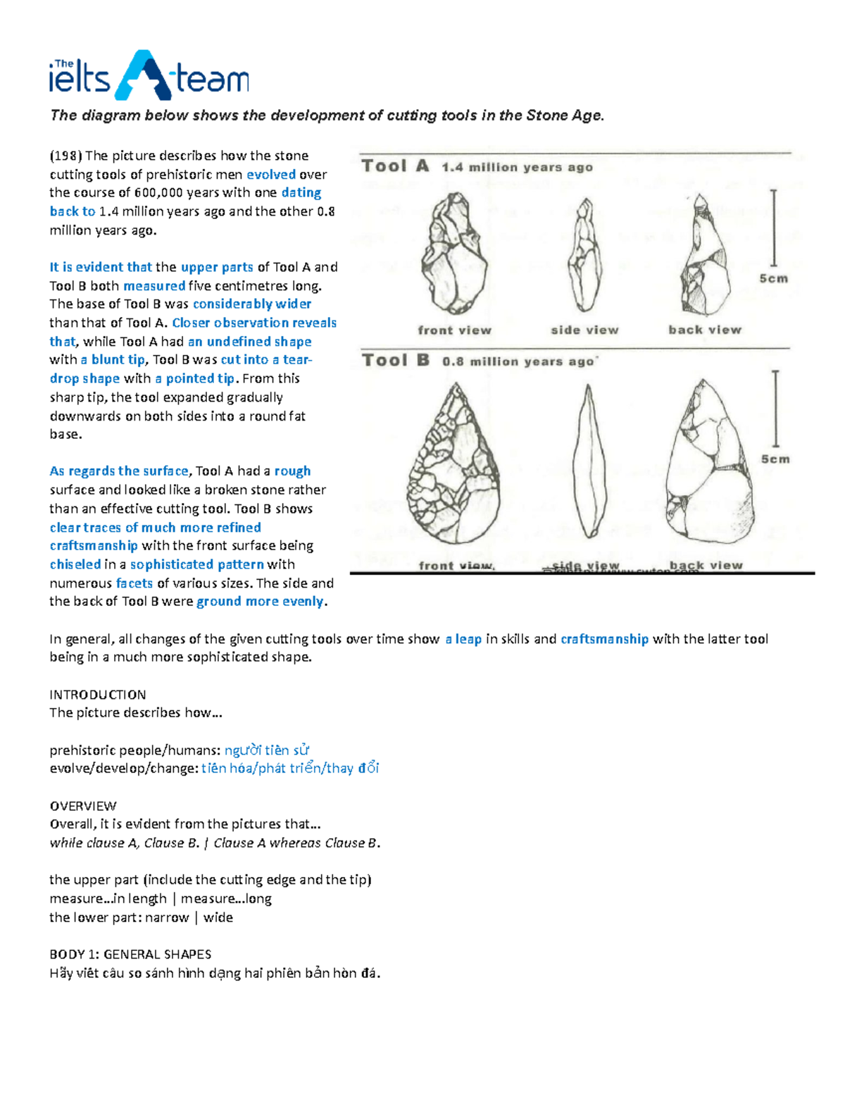 Ateam Task 1 Diagram Cutting tools in the Stone Age - The diagram below ...