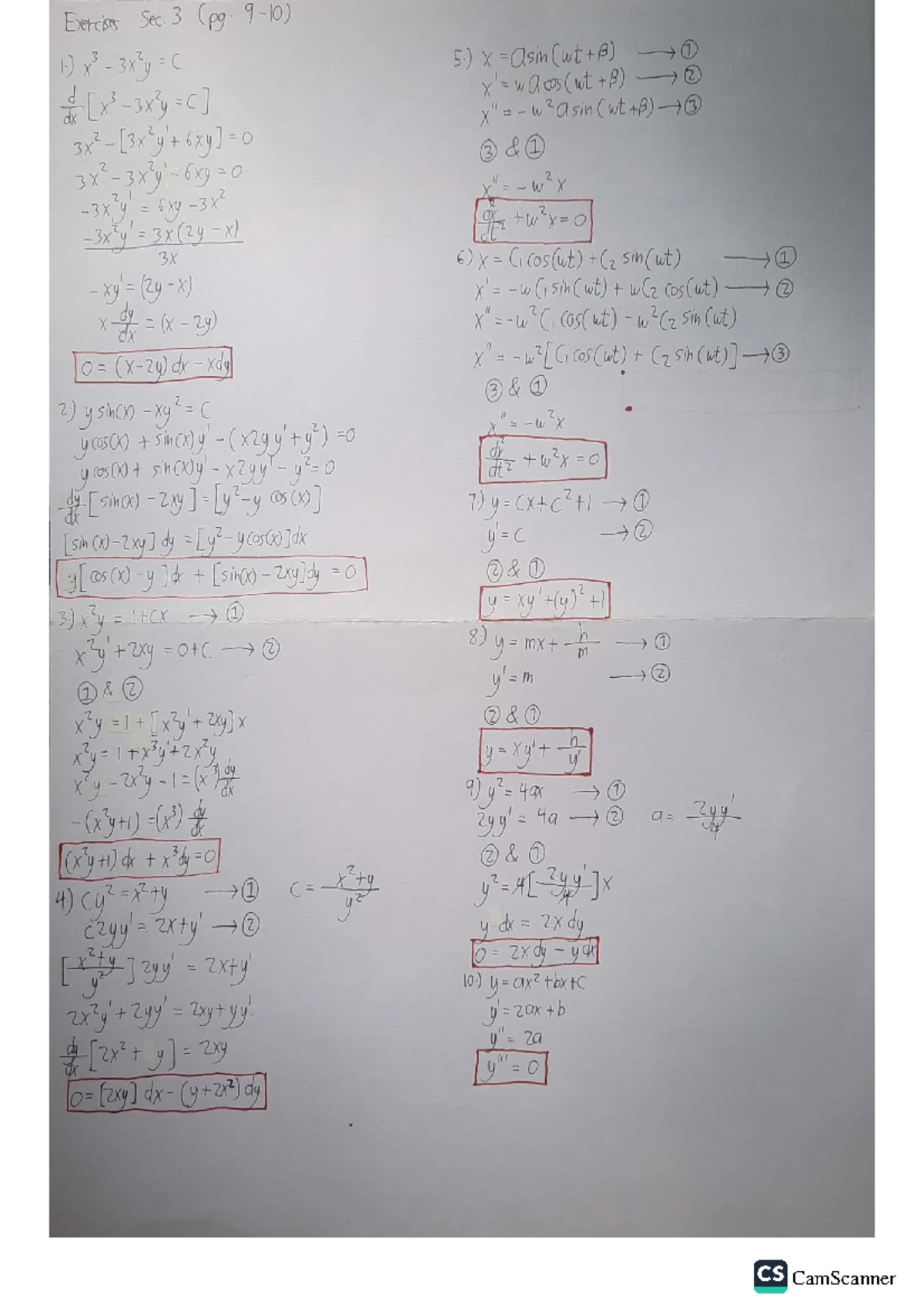 Solution Sec. 3 The Elimination of Arbitrary Constants - Elementary ...