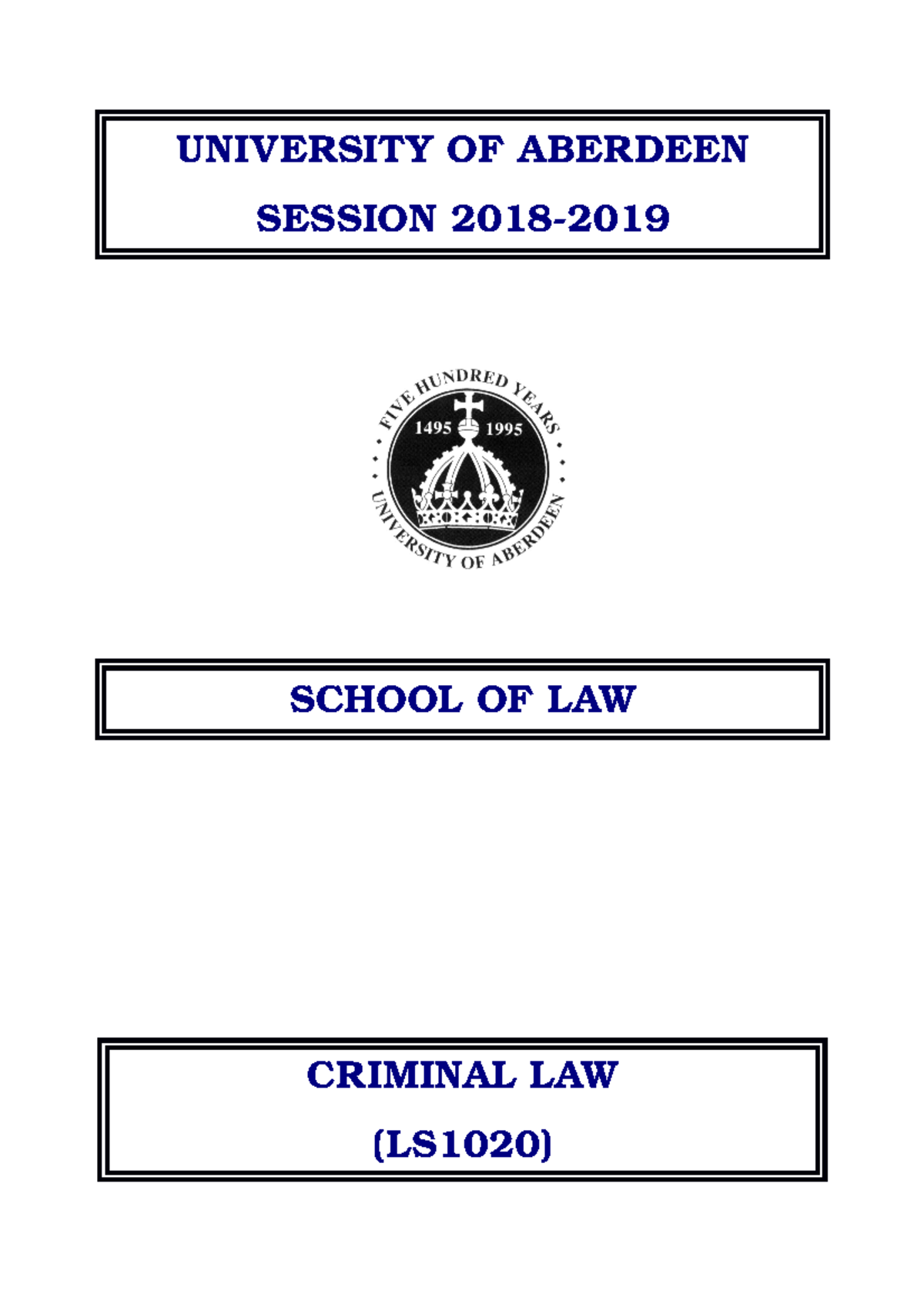 Criminal Law Course Information - Studocu