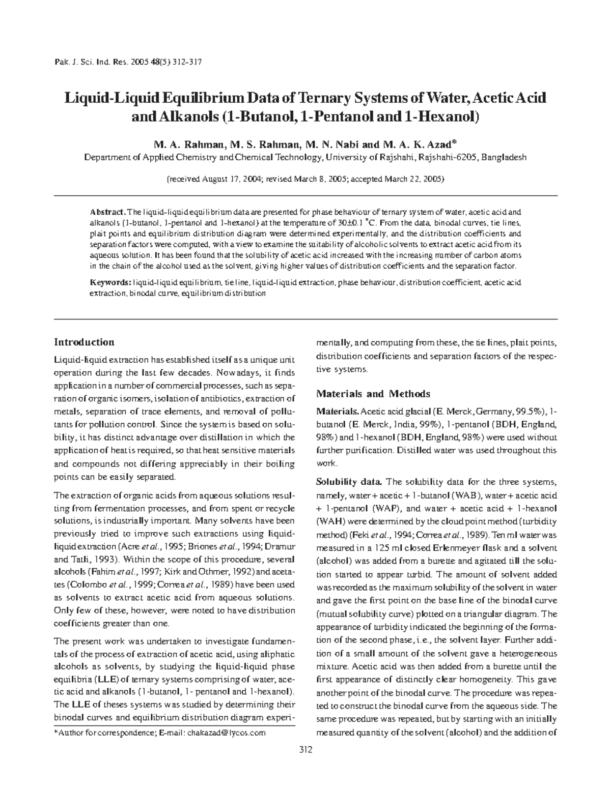 Bioadmin,+Journal+manager,+Article+3+Vol+48+Issue+5+2005 - Liquid-Liquid Equilibrium Data of ...
