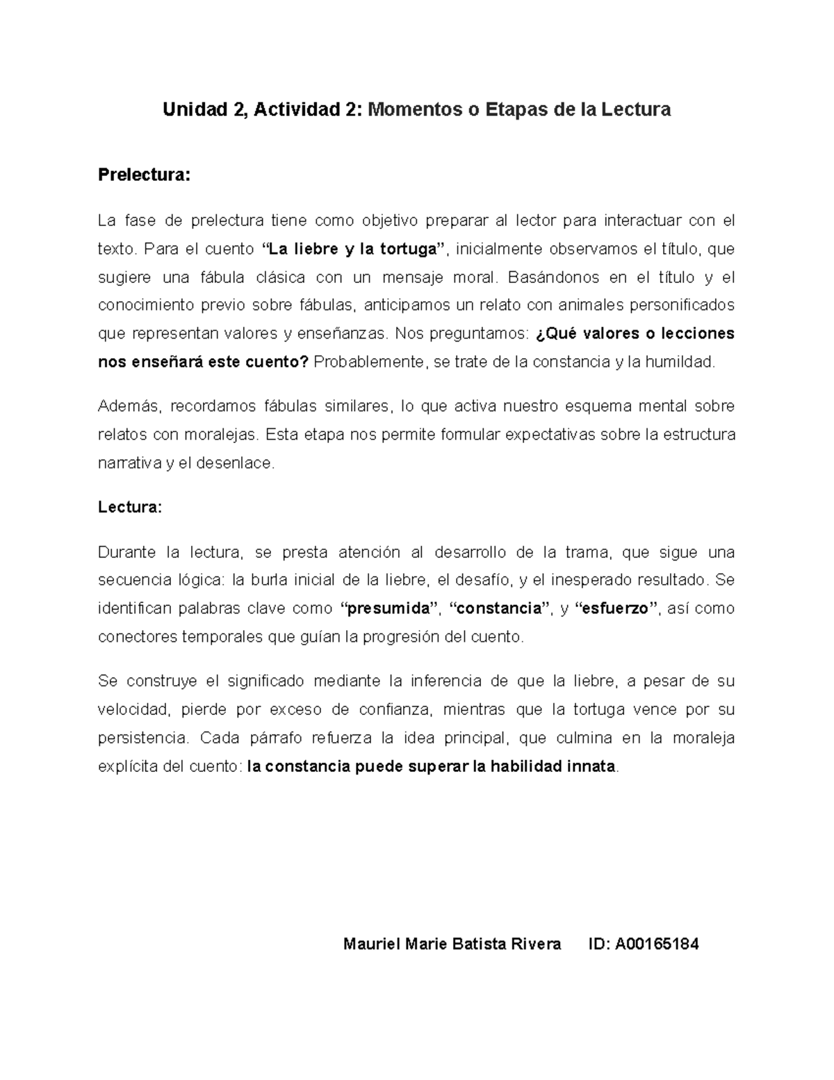 Momentos o Etapas de la Lectura - Unidad 2, Actividad 2: Momentos o ...