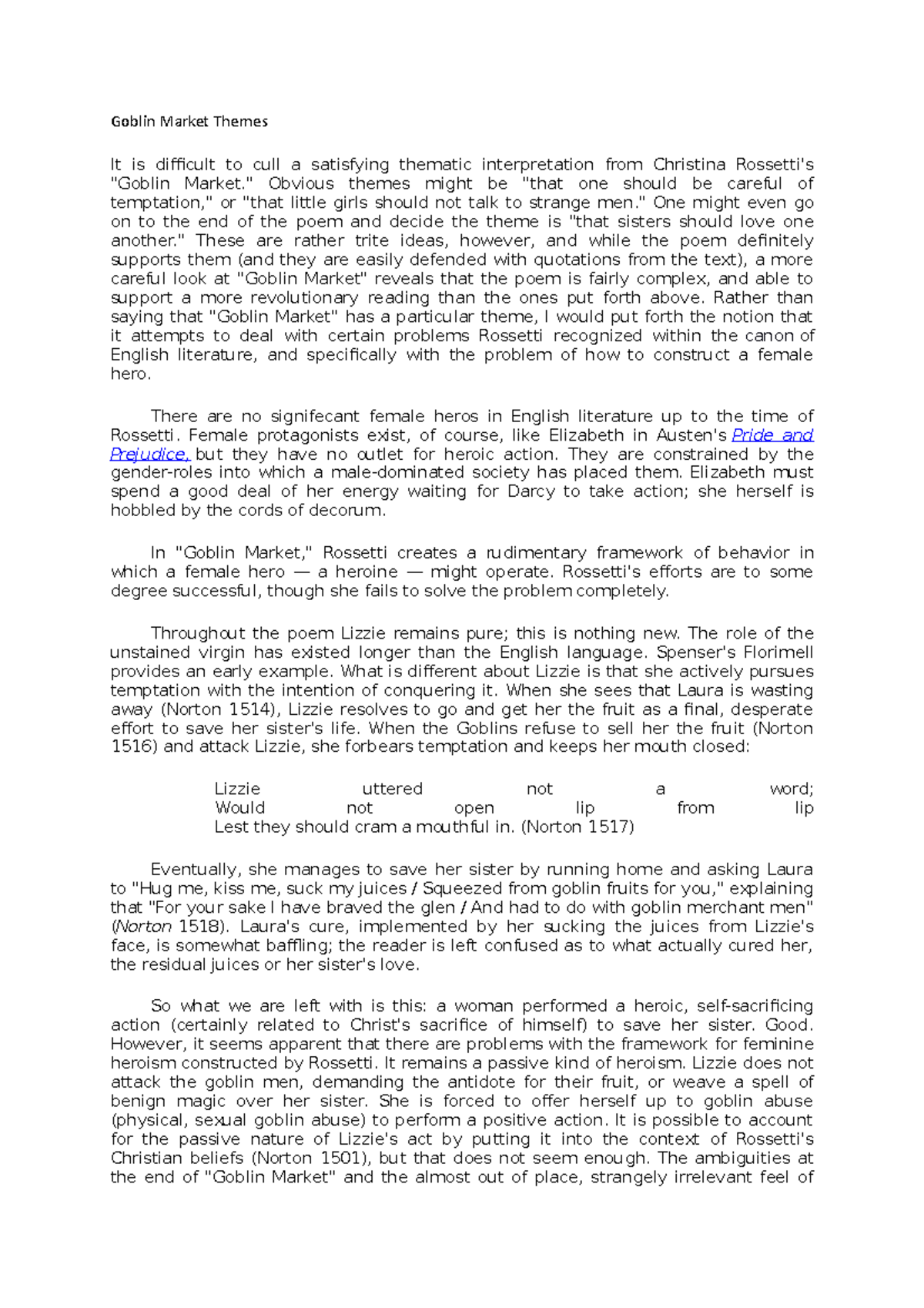 Goblin Market Themes - Summary - Goblin Market Themes It is difficult ...