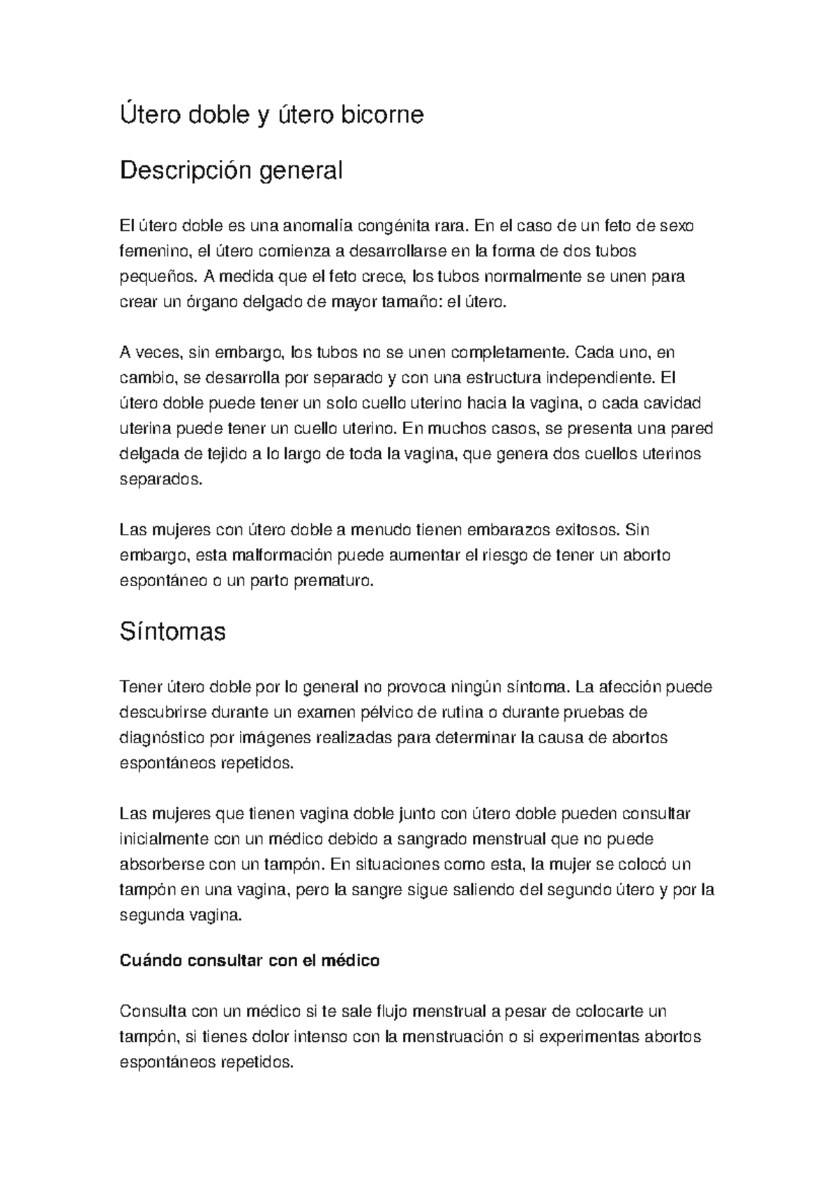 Malformaciones - idk - Útero doble y útero bicorne Descripción general ...