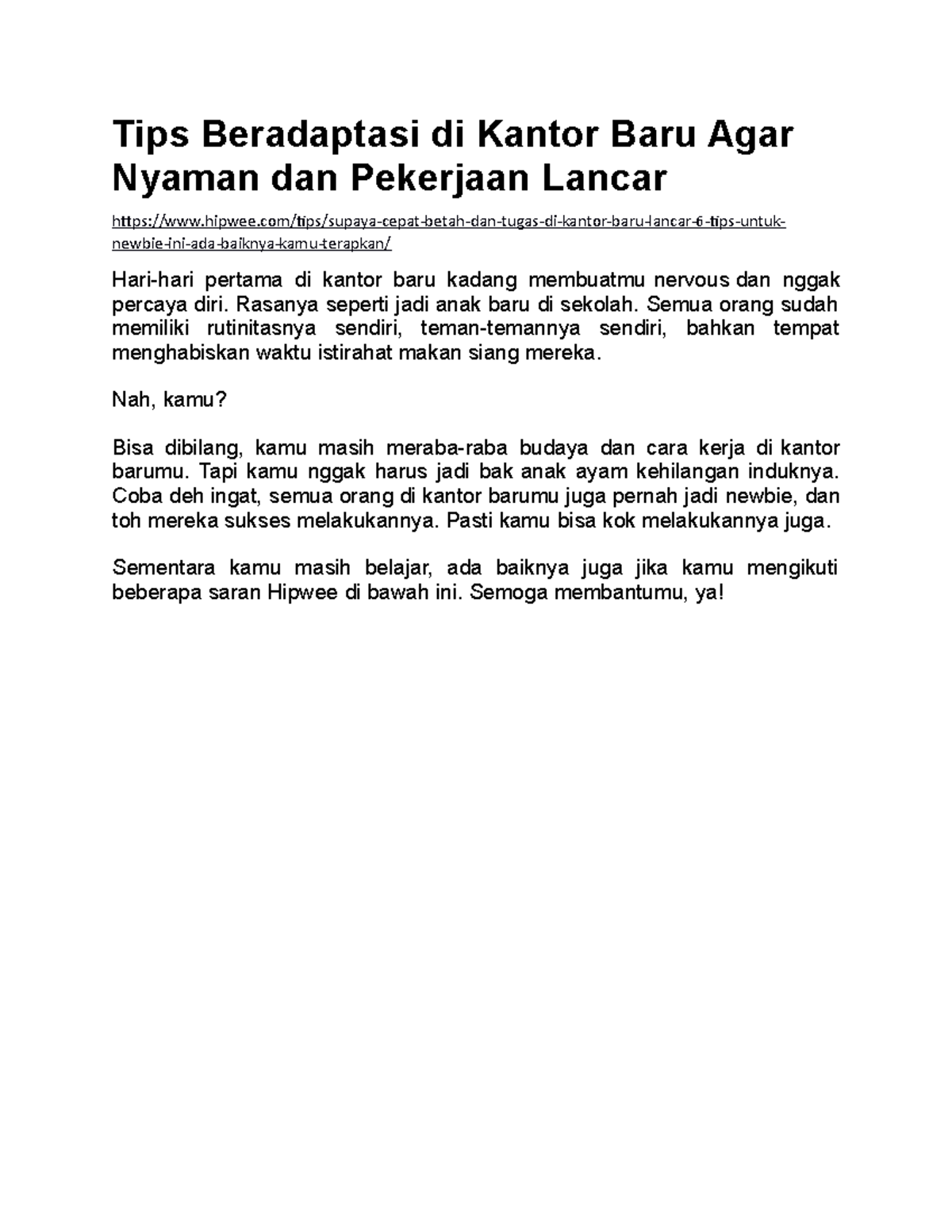 Tips Beradaptasi di Kantor Baru Agar Nyaman dan Pekerjaan Lancar - Tips Beradaptasi di Kantor ...