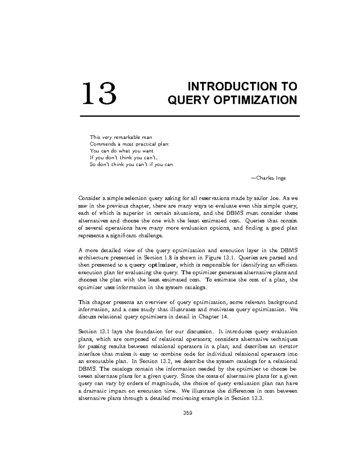 19. Chapter 13 - Introduction TO Query Optimization - 13 INTRODUCTION TO QUERY OPTIMIZATION This ...
