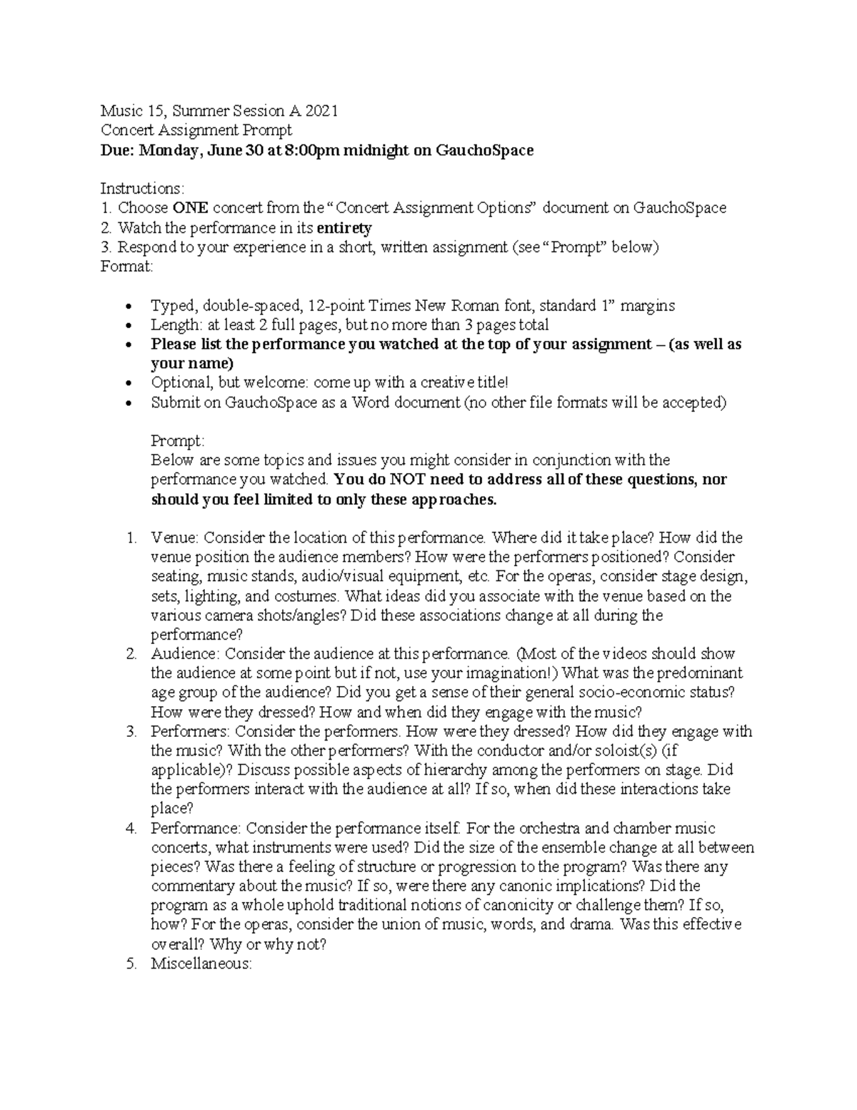 MUS 15 Concert Assignment Prompt [2021-2022] - Music 15, Summer Session ...