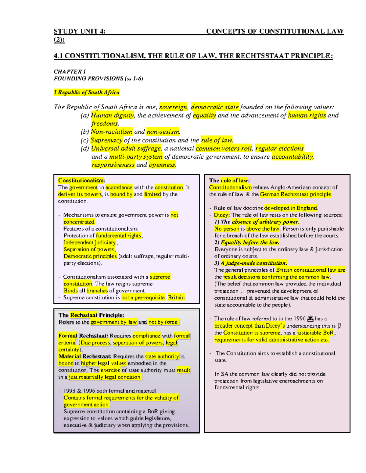 CSL2601 4 Concepts of Constitutional Law - STUDY UNIT 4: CONCEPTS OF ...
