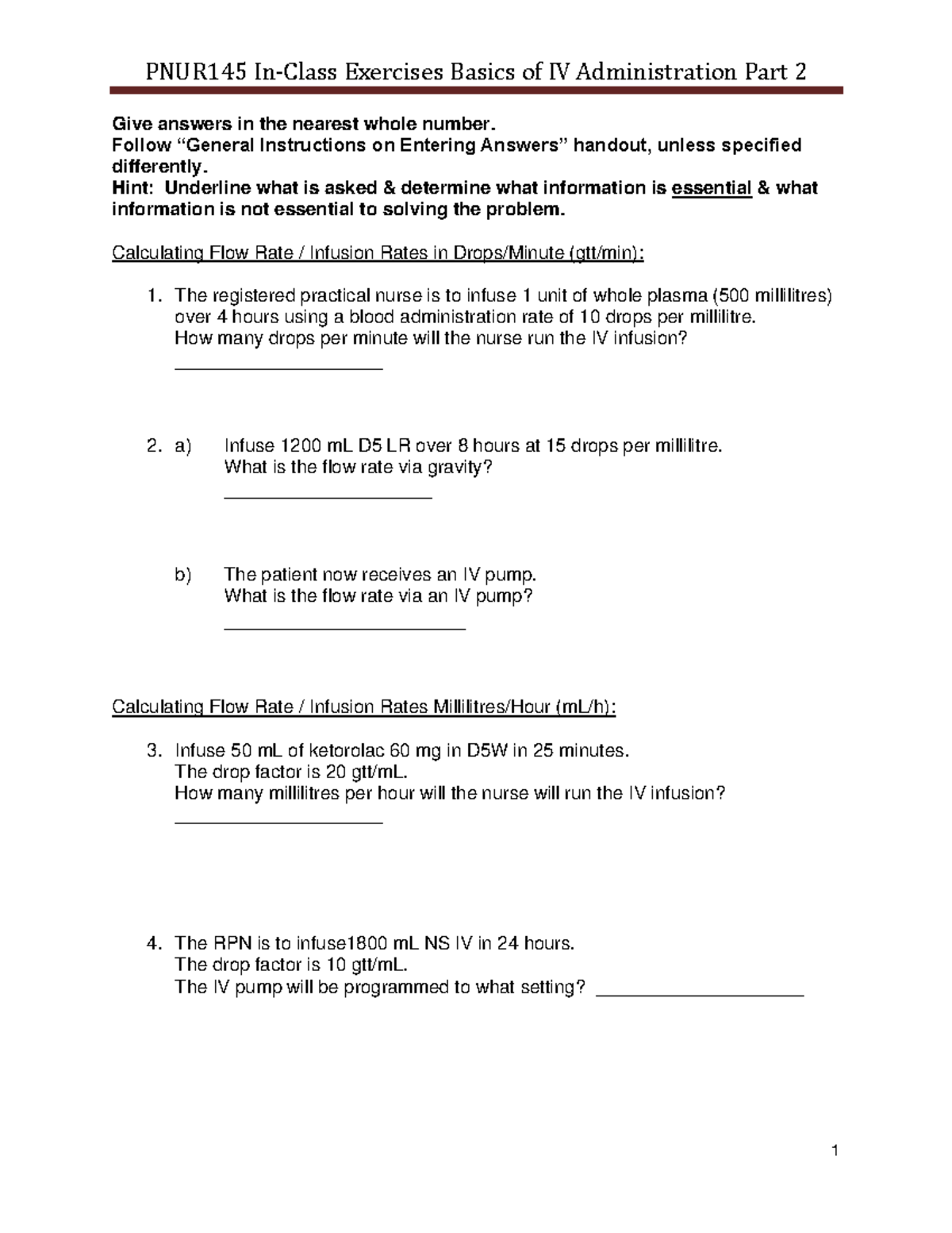 Week 13 Part 2 Basics of IV Administration - Give answers in the ...
