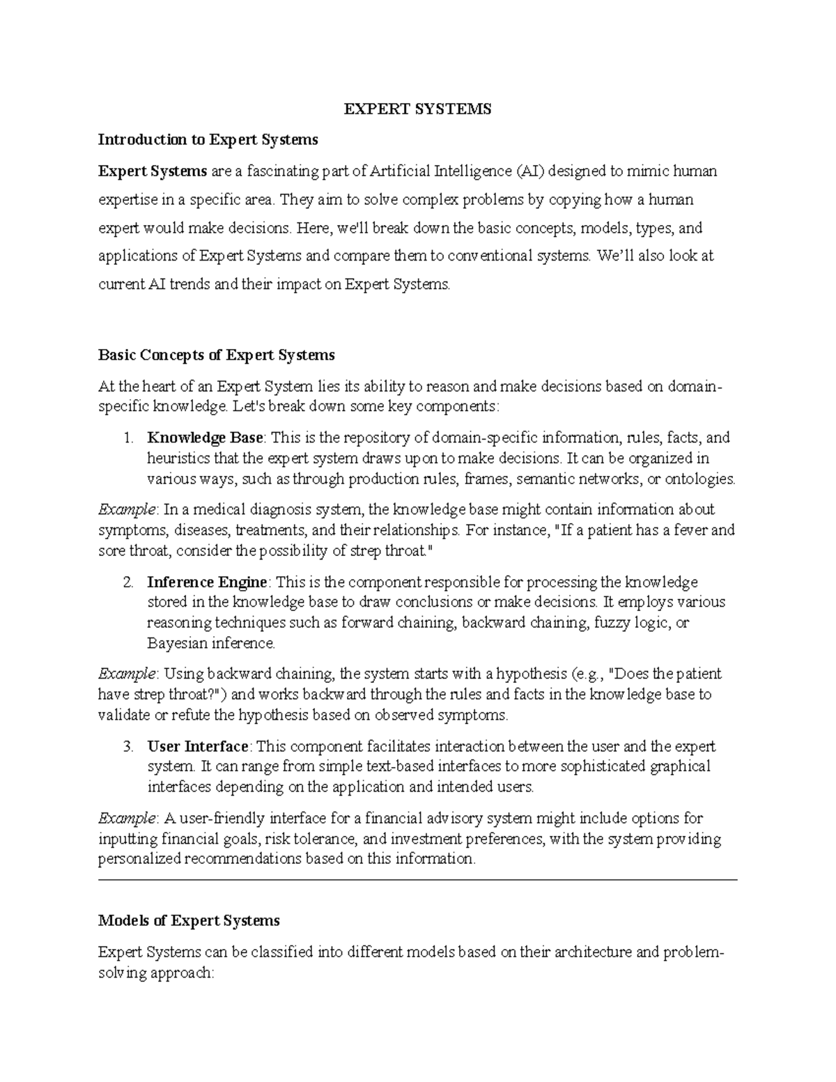 Introduction to Expert Systems - EXPERT SYSTEMS Introduction to Expert ...