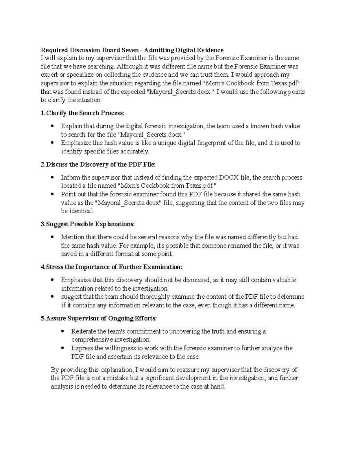 Required Discussion Board Seven - Although it was different file name ...