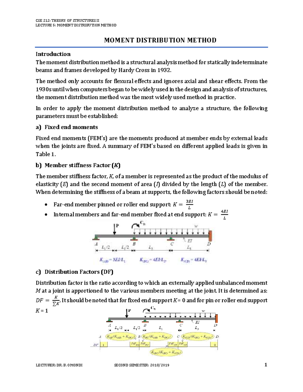 Lecture 5 Moment Distribution Method - LECTURE 5: MOMENT DISTRIBUTION ...