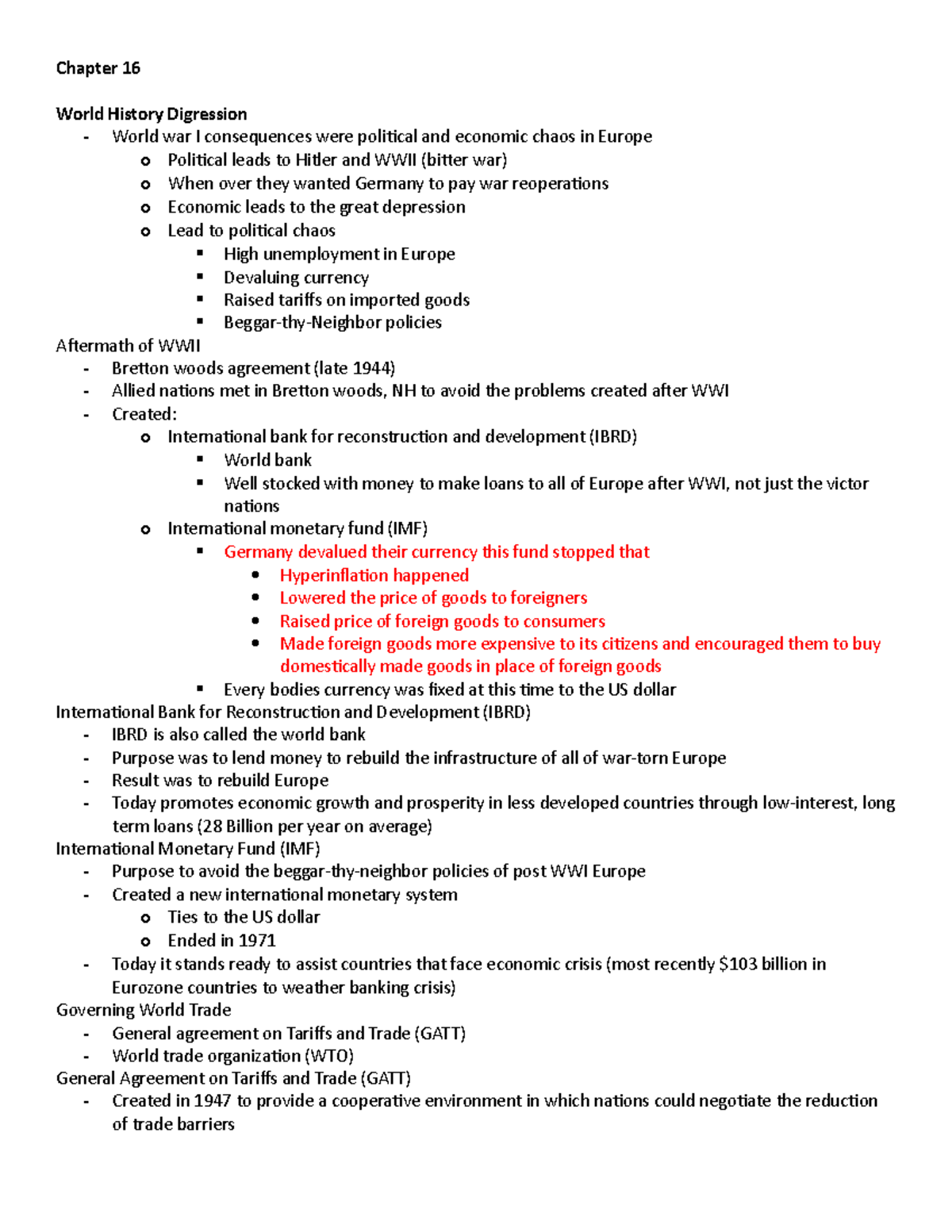 Chapter 16 - Professor Keith Swim. Taken online. - Chapter 16 World ...