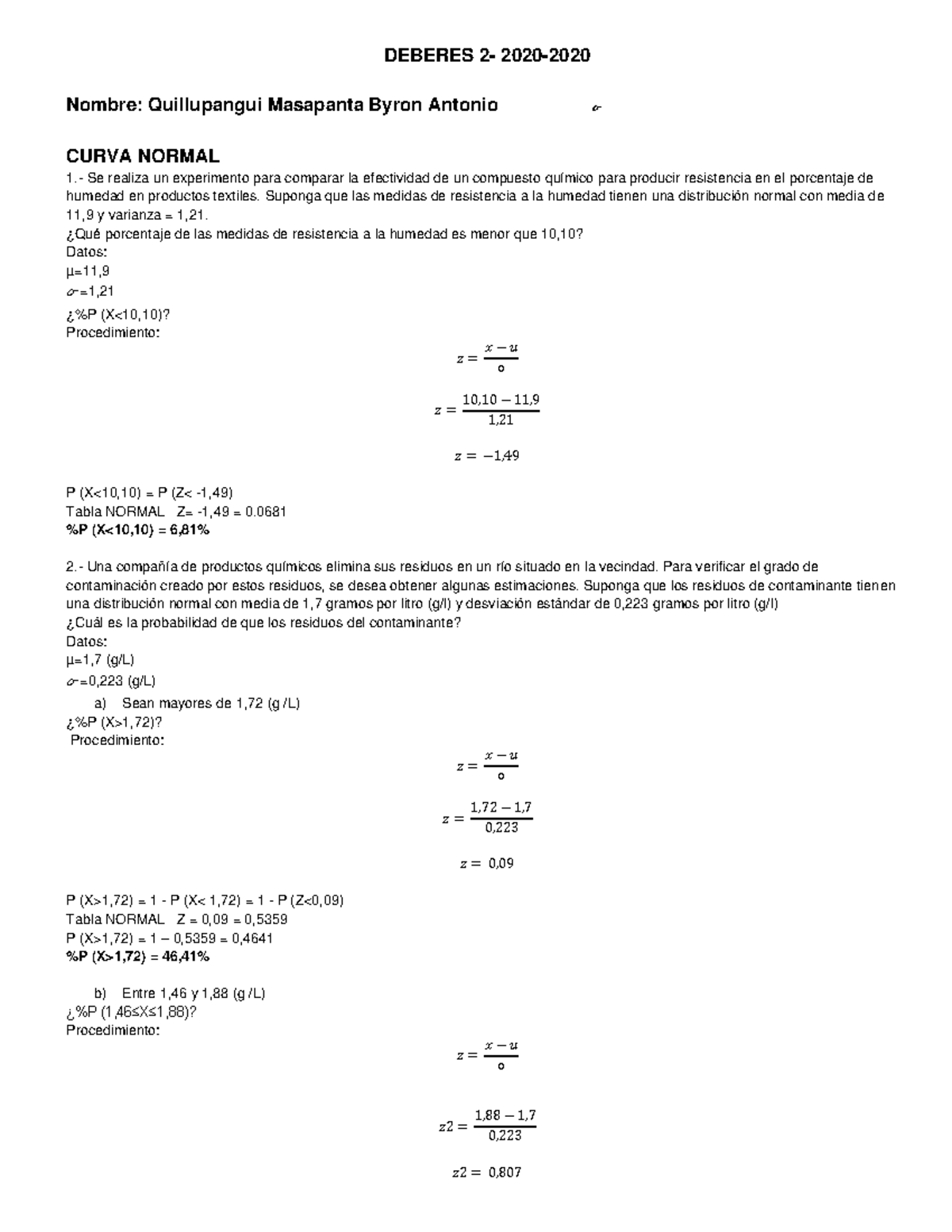 Deber 2 Estadística - deeber sobre la realizacion de anova - DEBERES 2 ...
