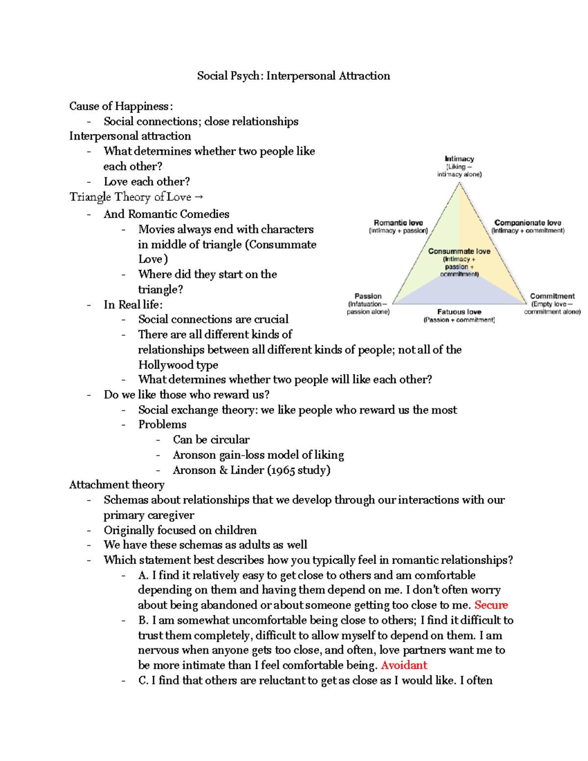 Social Psych Lecture - Social Psych: Interpersonal Attraction Cause of ...