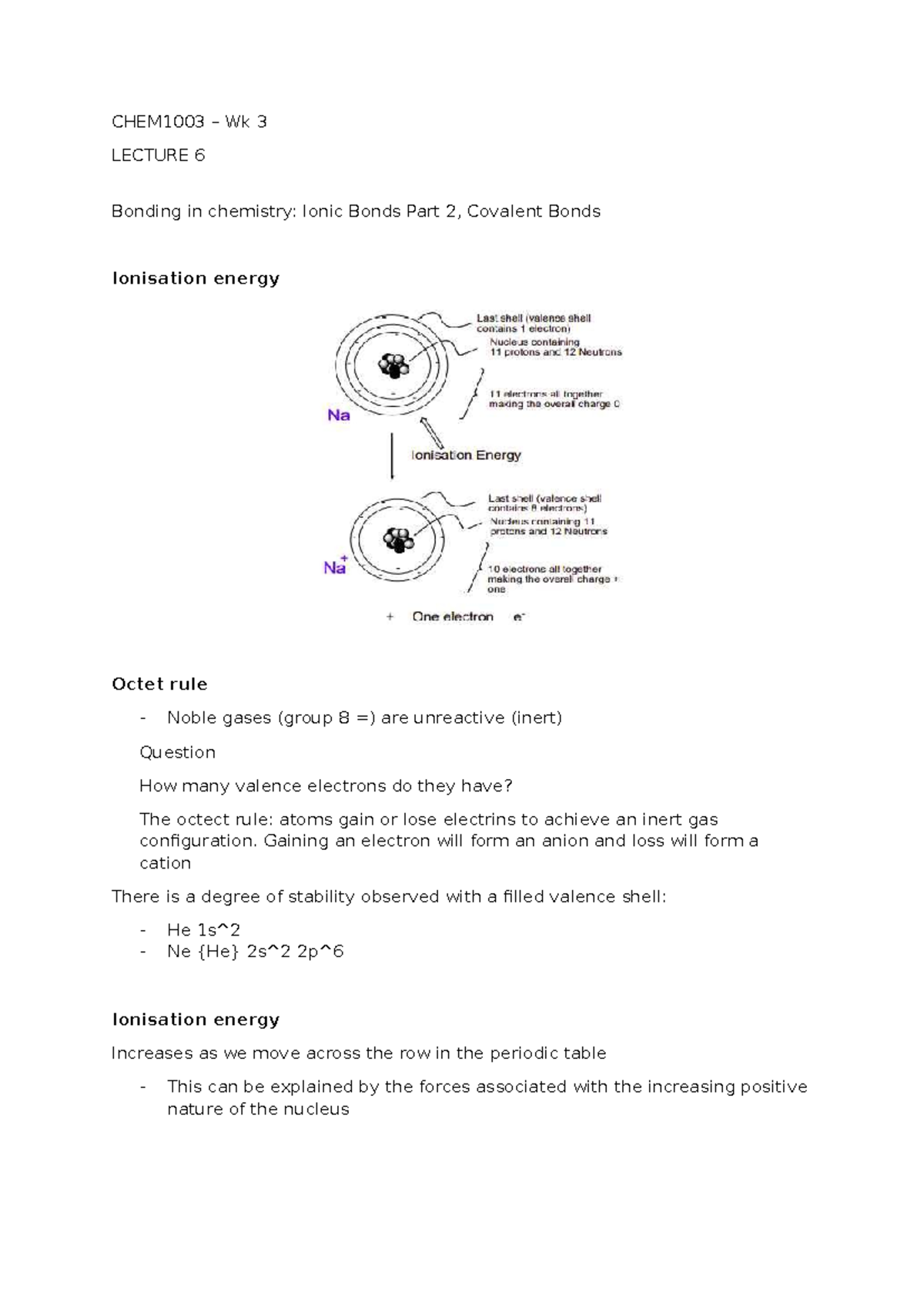 CHEM1003 - Wk 3 Lec - Week 3 Lecture - CHEM1003 – Wk 3 LECTURE 6 ...