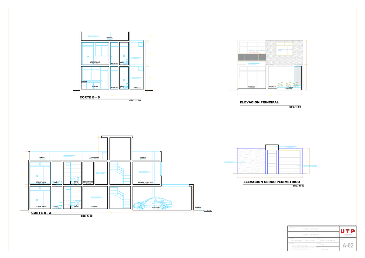 Lamina 2 ARQ - PLANOS DE VIVIENDA - NPT. + 2. SALA DE COMPUTO NPT. + 0 ...