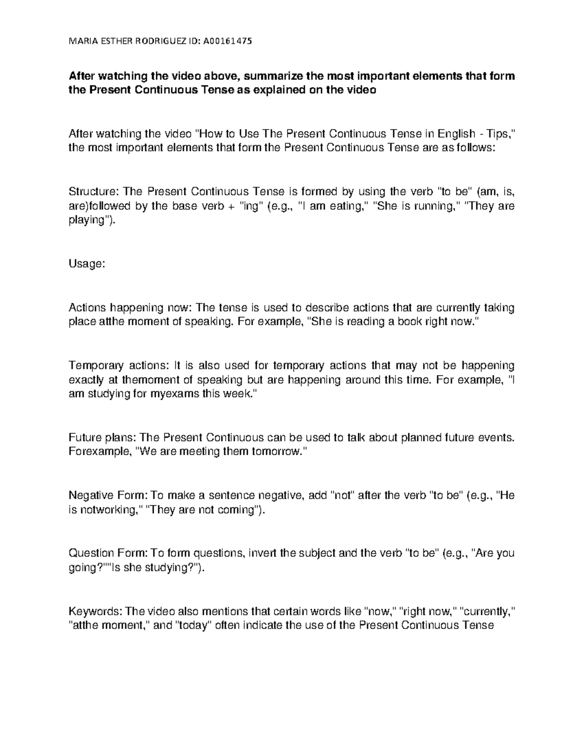 Maria Esther - aoungtes - MARIA ESTHER RODRIGUEZ ID: A After watching ...