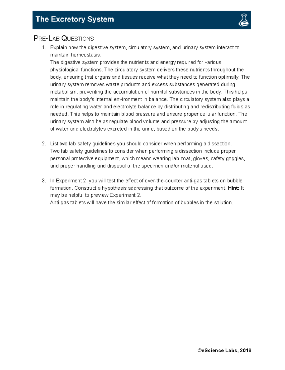 HB 8001 L13 Excretory System - PRE-LAB QUESTIONS Explain how the ...