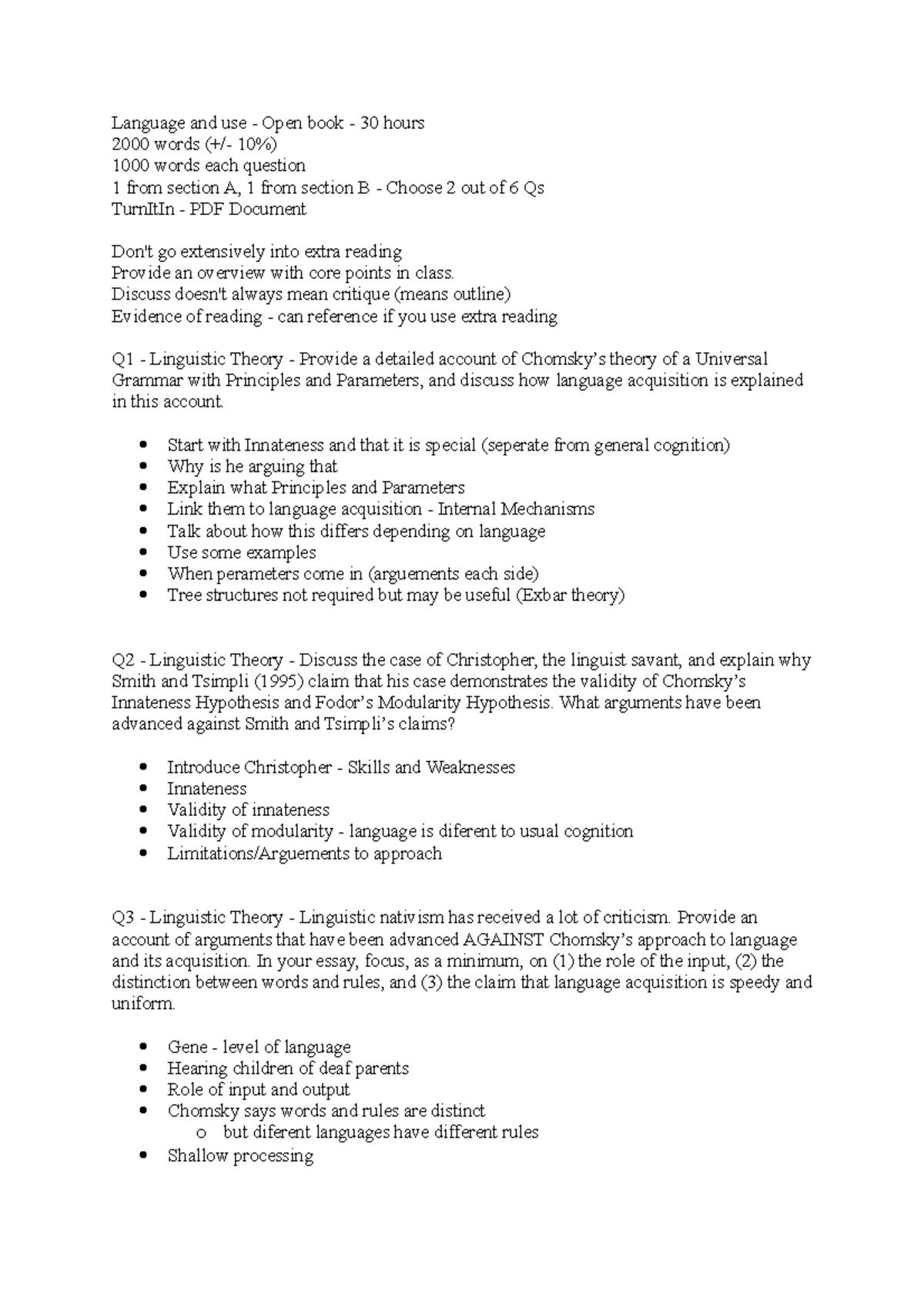 Language and use - Layout of exam - Language and use - Open book - 30 ...