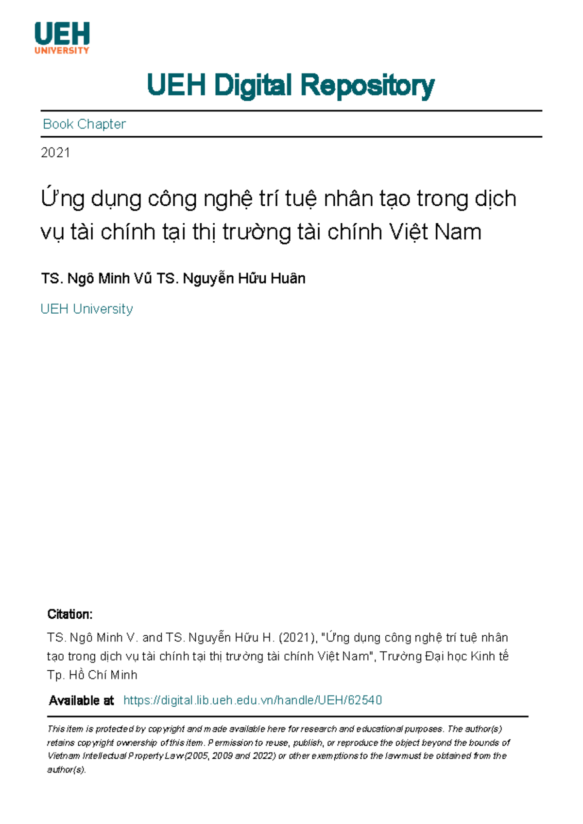 AI trong TC tai Việt Nam - UEH Digital Repository Book Chapter 2021 Ứng ...