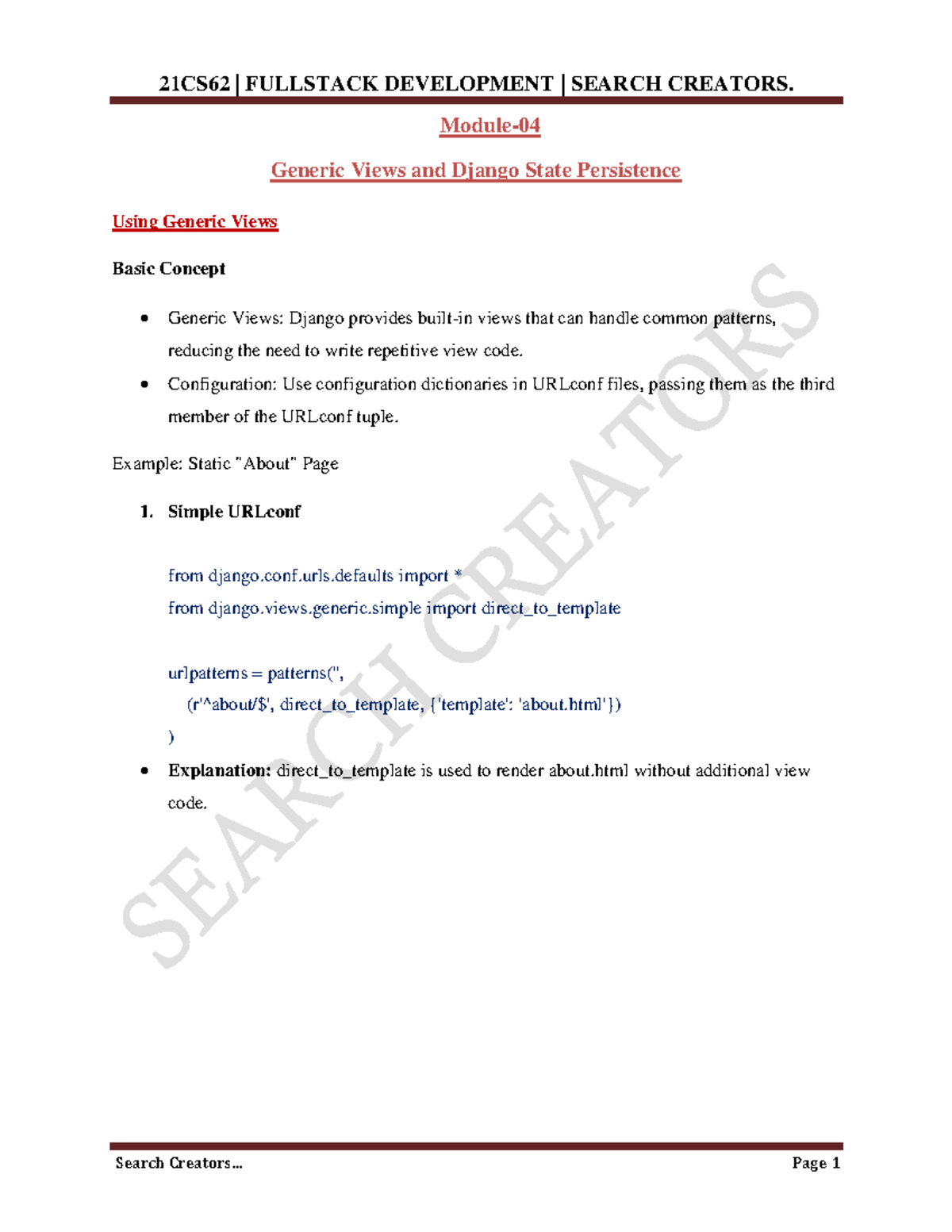 Module 2 Full Notes Module 04 Generic Views And Django State Persistence Using Generic