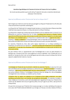 Introduction - 07/02/ Initiation à la lecture de l’œuvre d’art ...