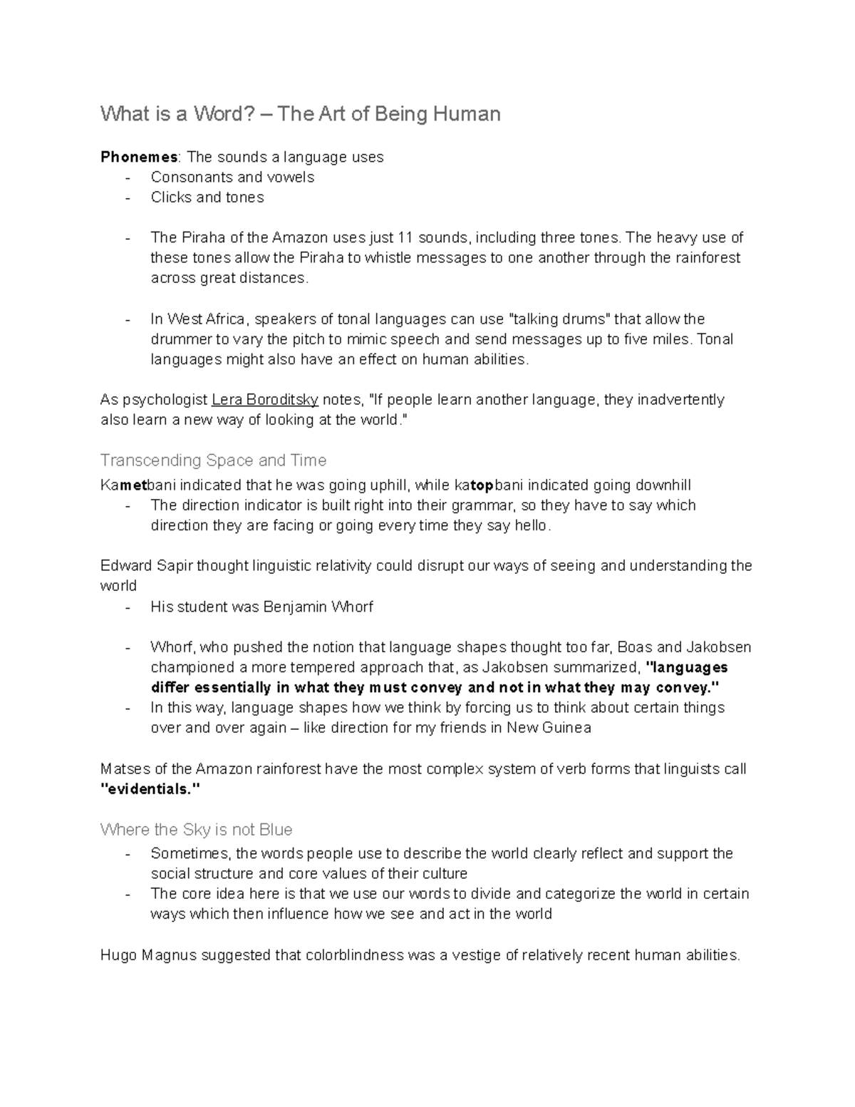 The Art of Being Human: Language and Thought - Studocu