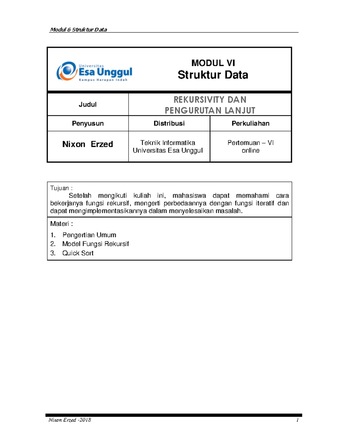 06 7228 ccs120 102018 pdf - MODUL VI Struktur Data Judul REKURSIVITY ...
