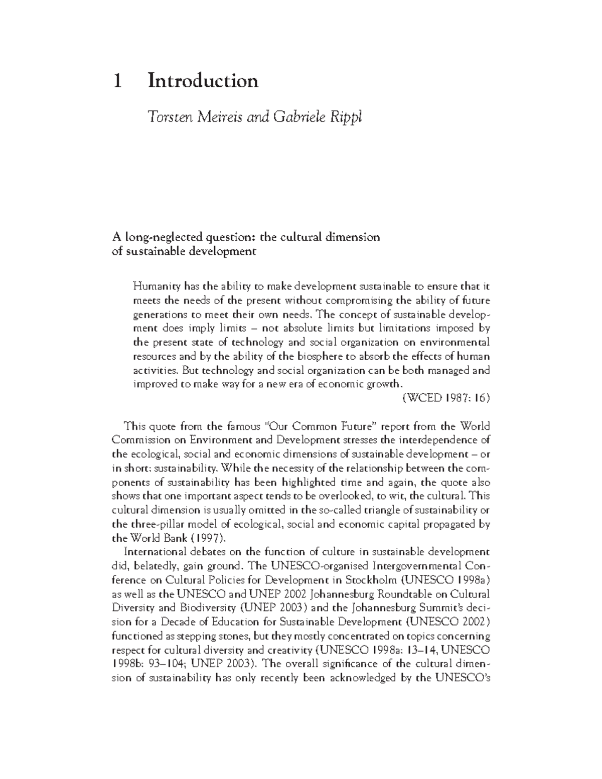 La sostenibilità culturale - 1 Introduction Torsten Meireis and ...