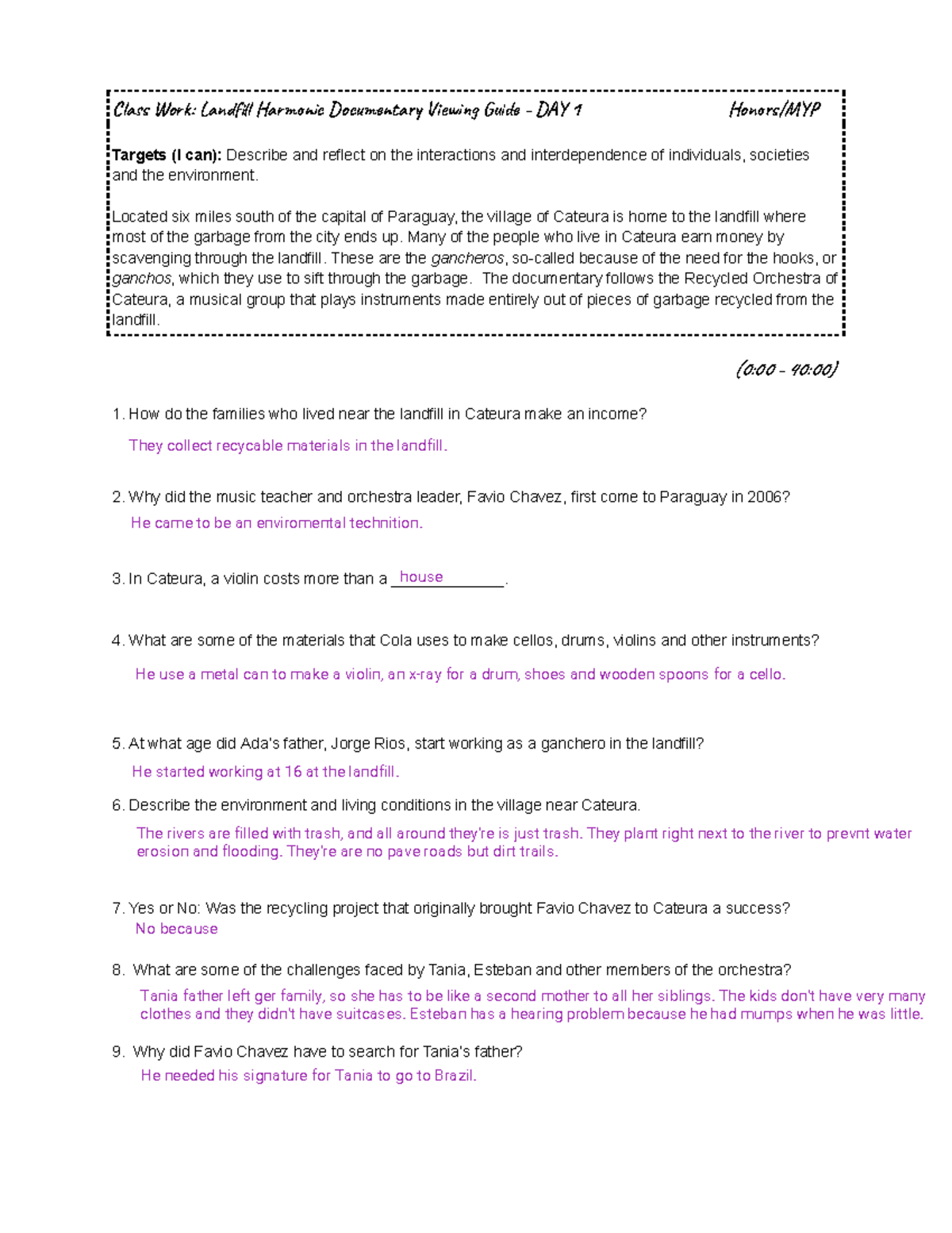 Landfill Harmonic Guide - Day 1 (HN) - Cla Wor: Lanfil Harc Docta Viw ...