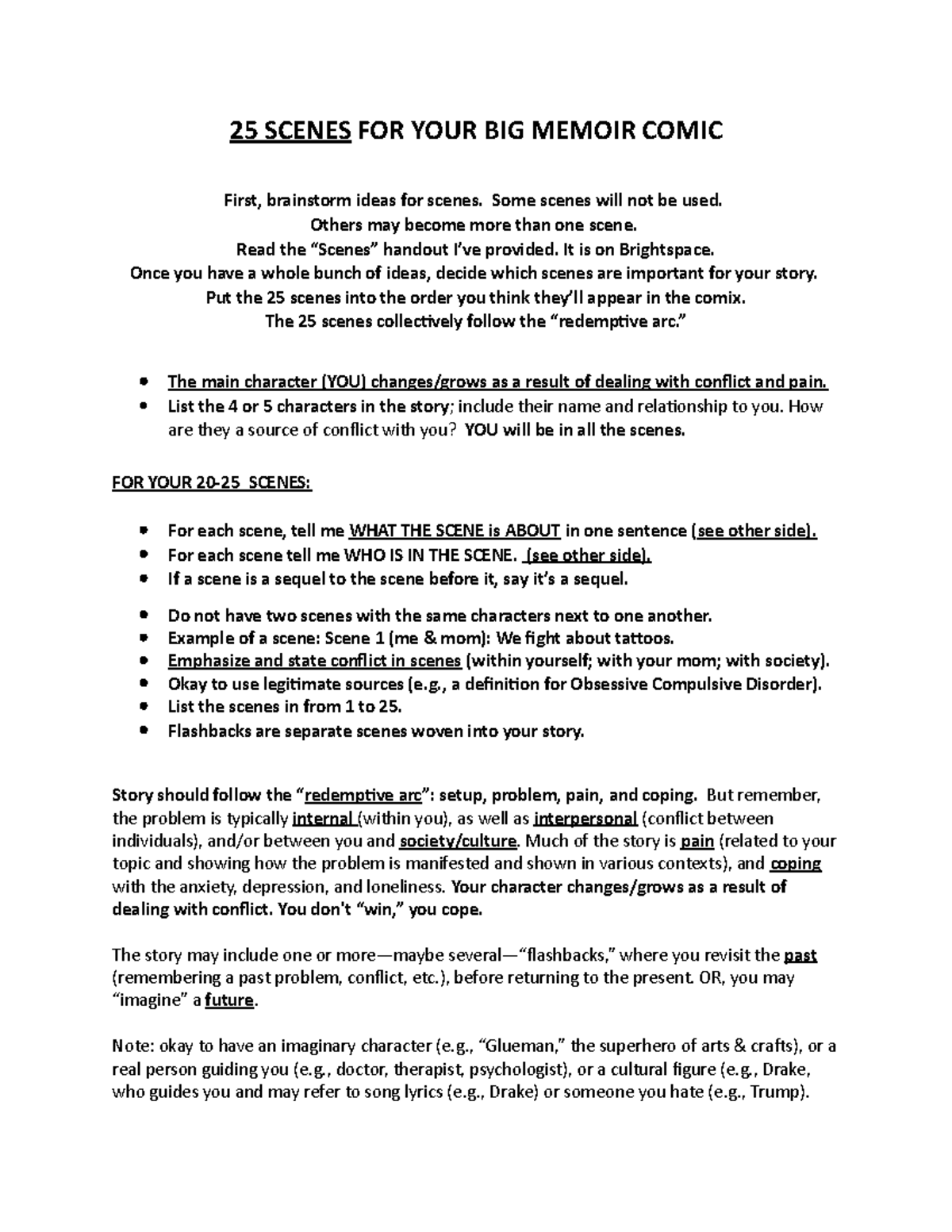 CMST 3998 25 Scenes for Memoir Comic - 25 SCENES FOR YOUR BIG MEMOIR ...