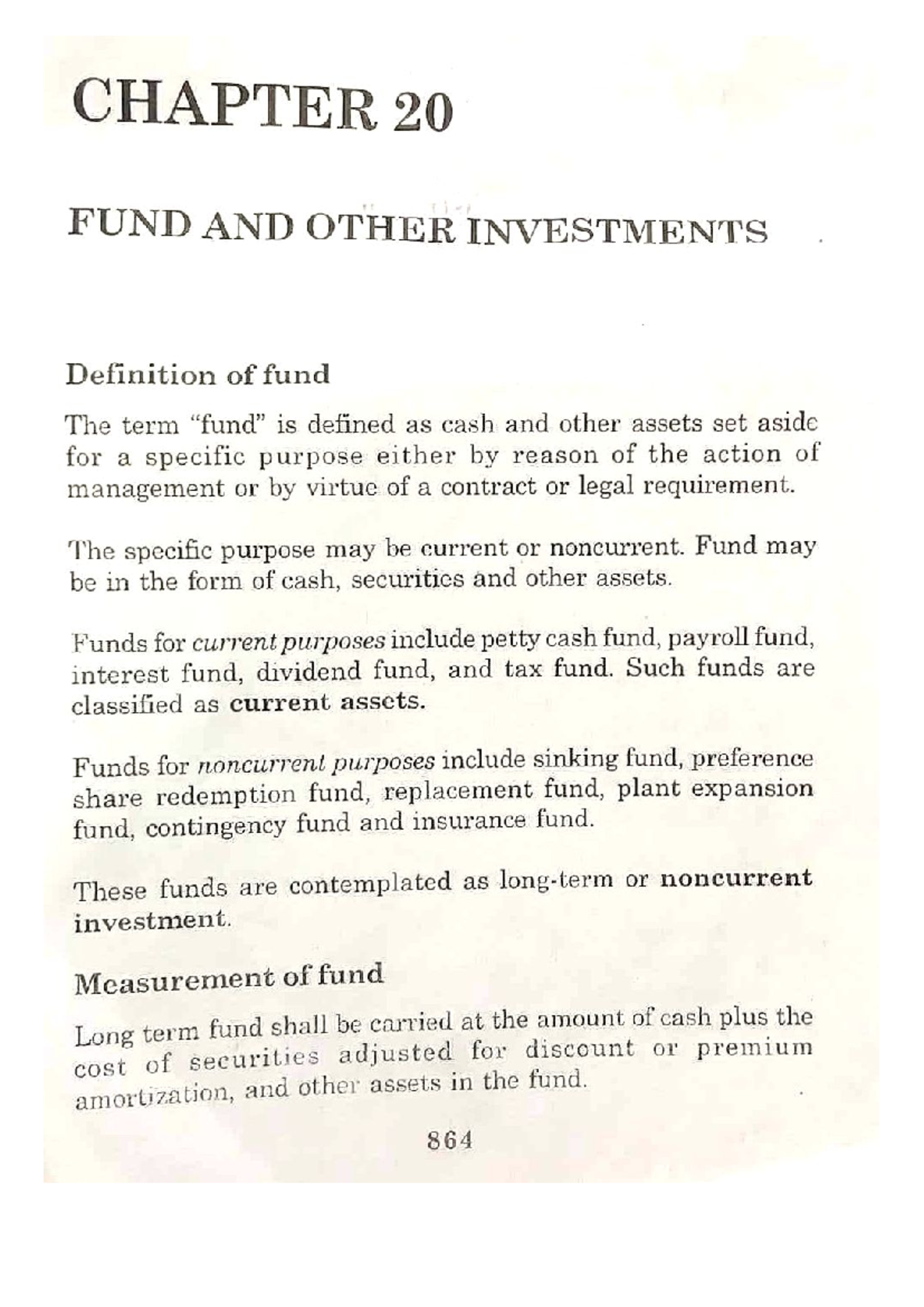 FUND AND Other Investment SCANS - CHAPTER 20 FUND AND OTHER INVESTMENTS Definition of fund The ...